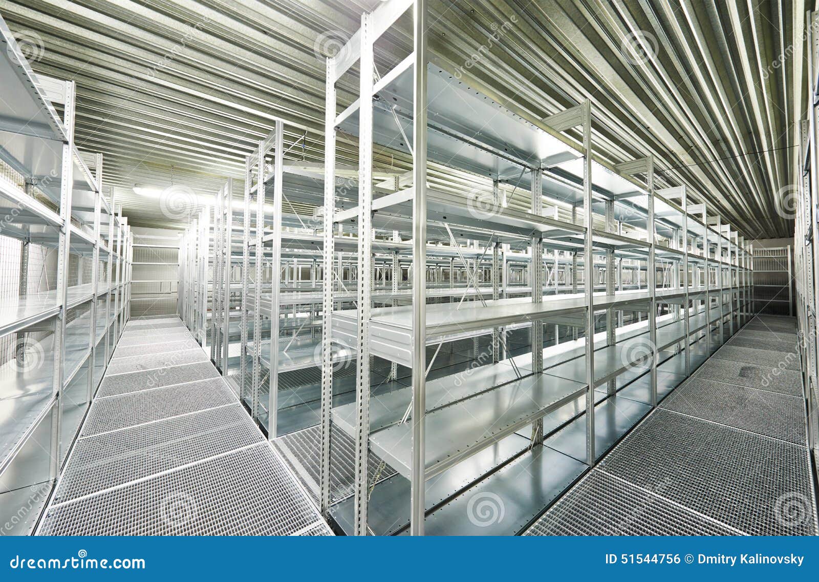 Empty New Modern Shelves in Warehouse Stock Photo - Image of shelf ...