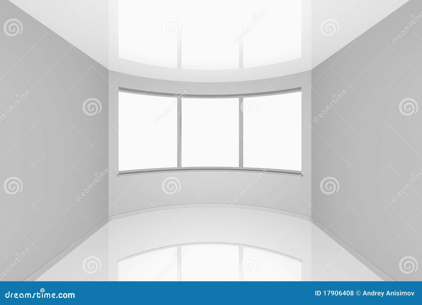 Empty New Room with a Bay Window Stock Illustration - Illustration of ...