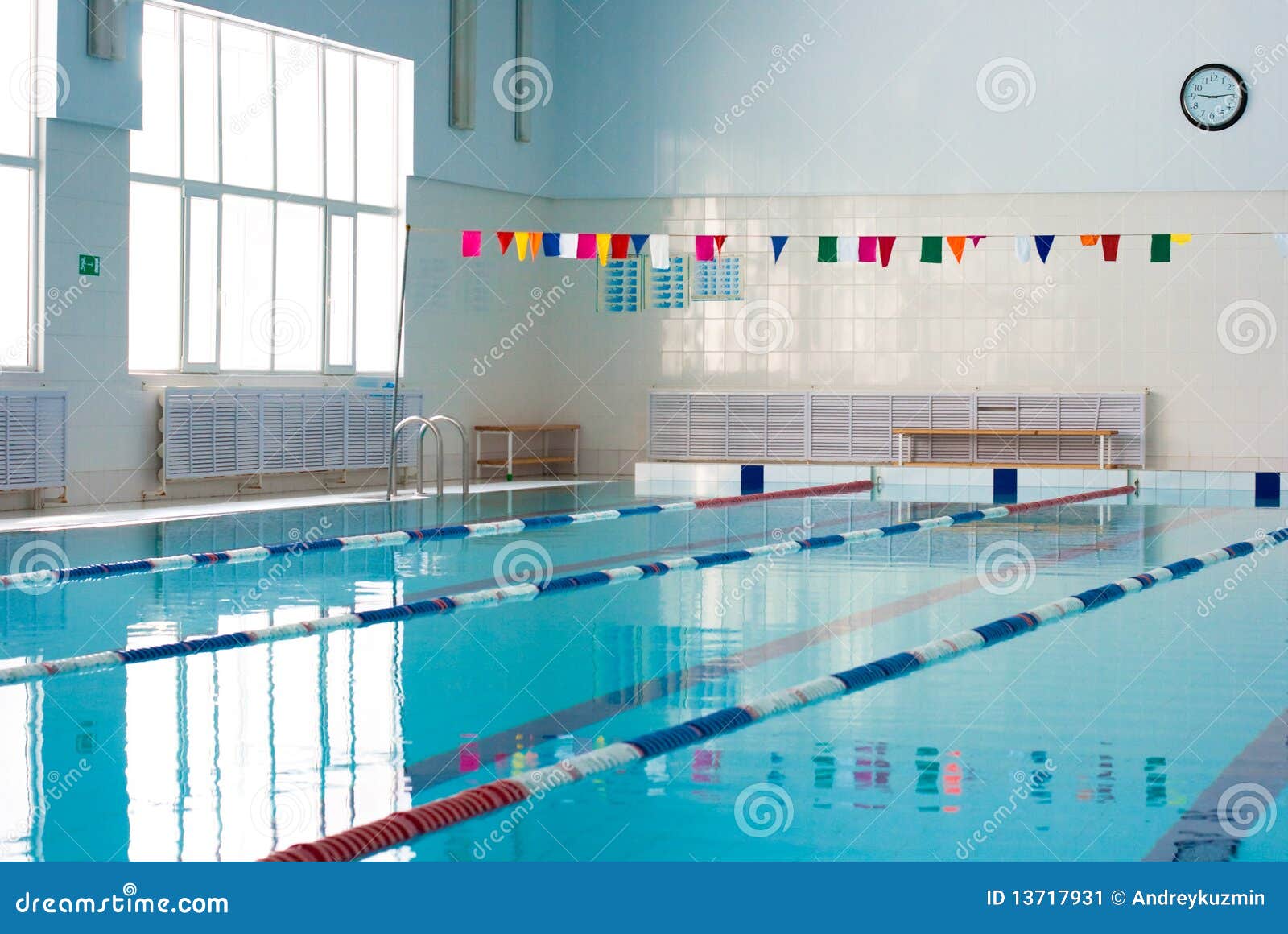 Empty New School Swimming Pool Interior Stock Image - Image of blue ...