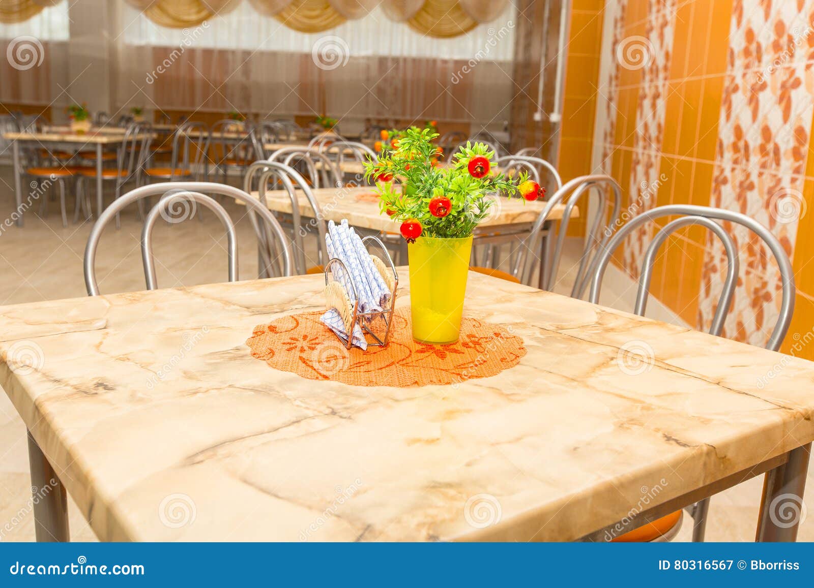 Empty New Tables in the School Cafeteria Stock Image - Image of ...