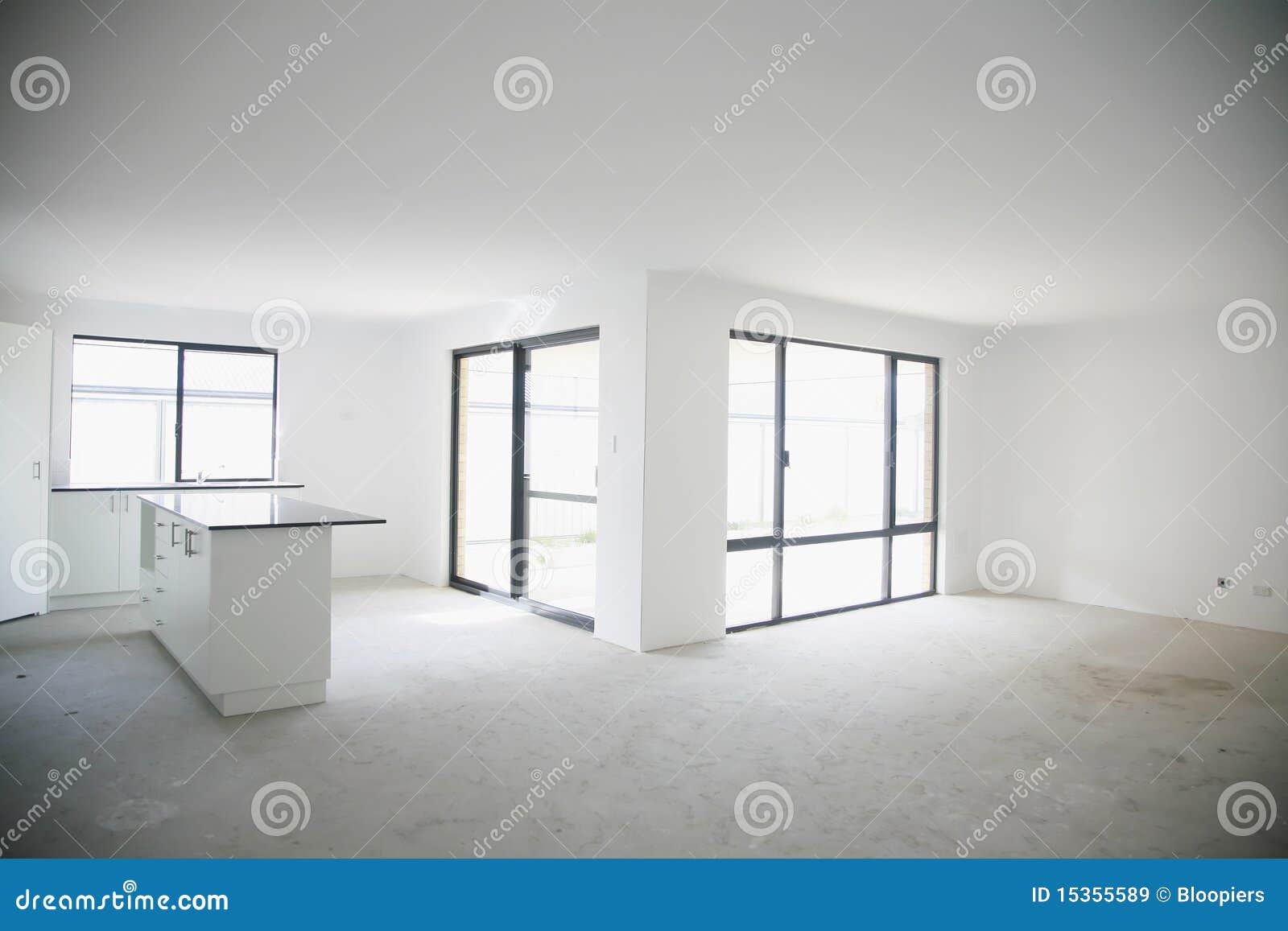 Empty Newly Built House Interior Stock Image - Image of pillar, cement ...