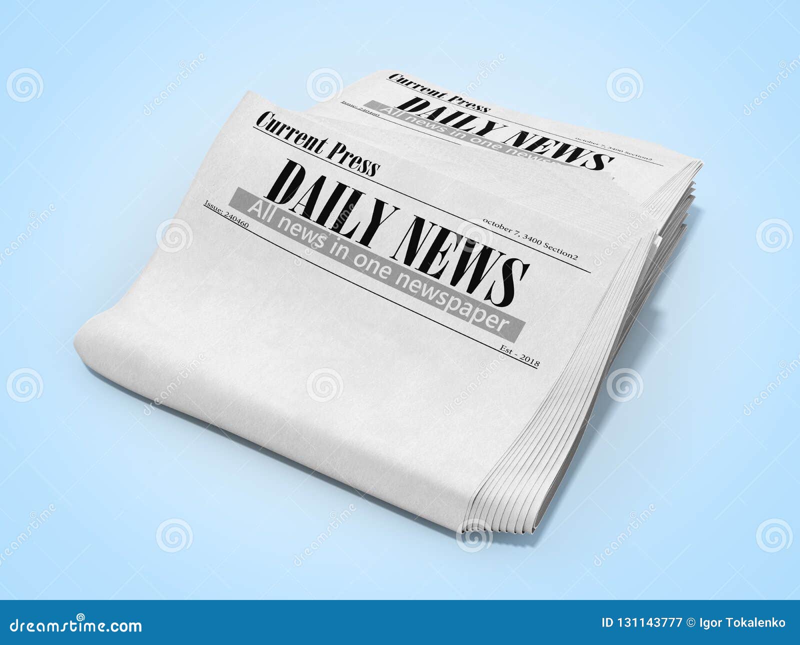 Empty Newspaper in Stack 3d Render on Blue Stock Illustration ...
