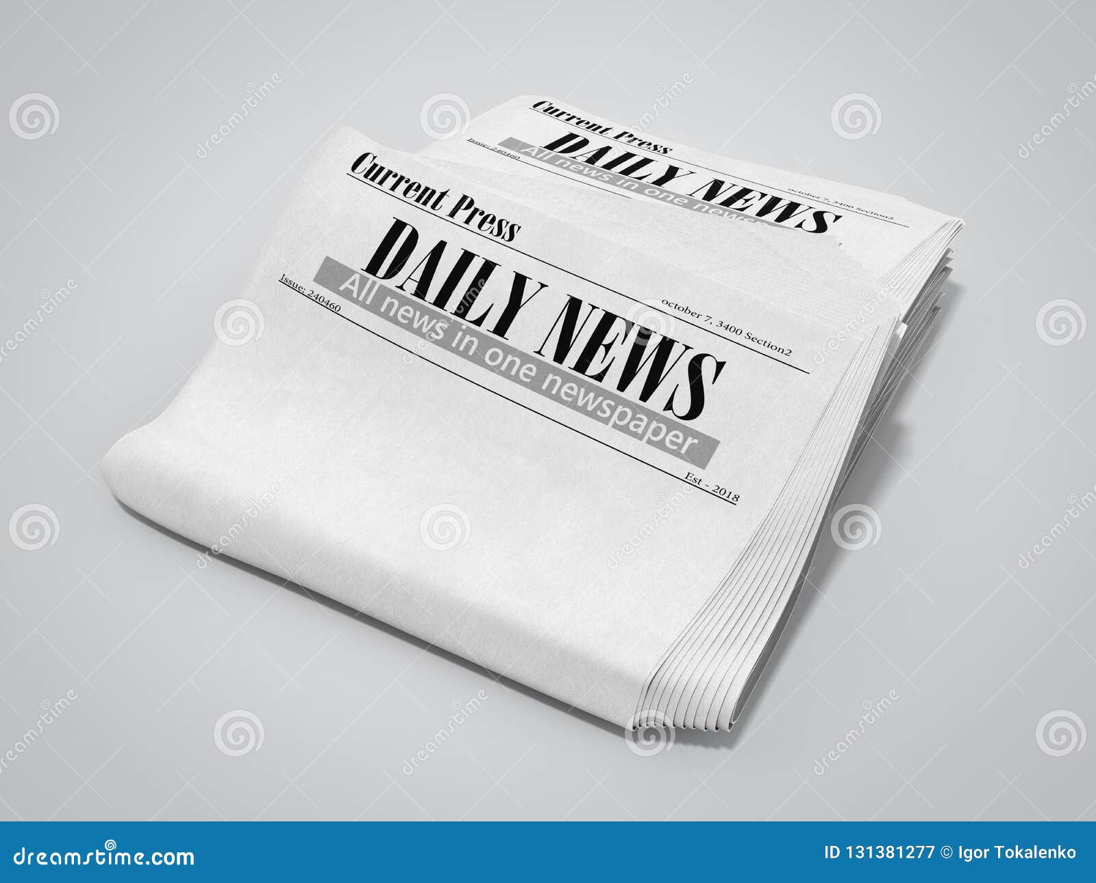 Empty Newspaper in Stack 3d Render on Grey Stock Illustration ...
