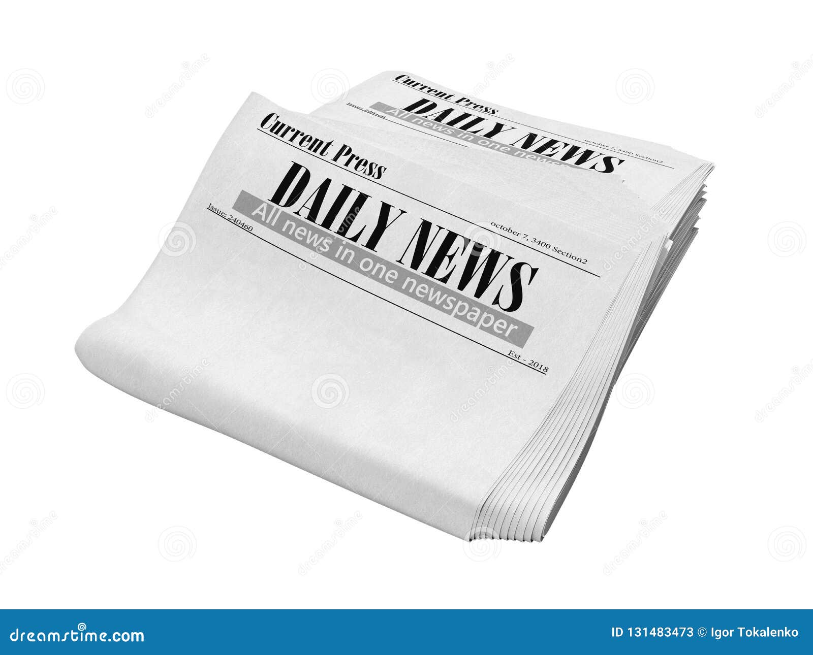 Empty Newspaper in Stack 3d Render on White No Shadow Stock ...