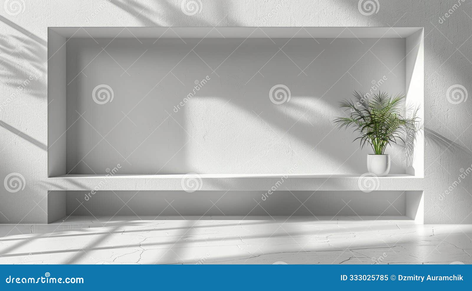 An Empty Niche and a Box Shelf Decorate a White Wall in a Museum ...