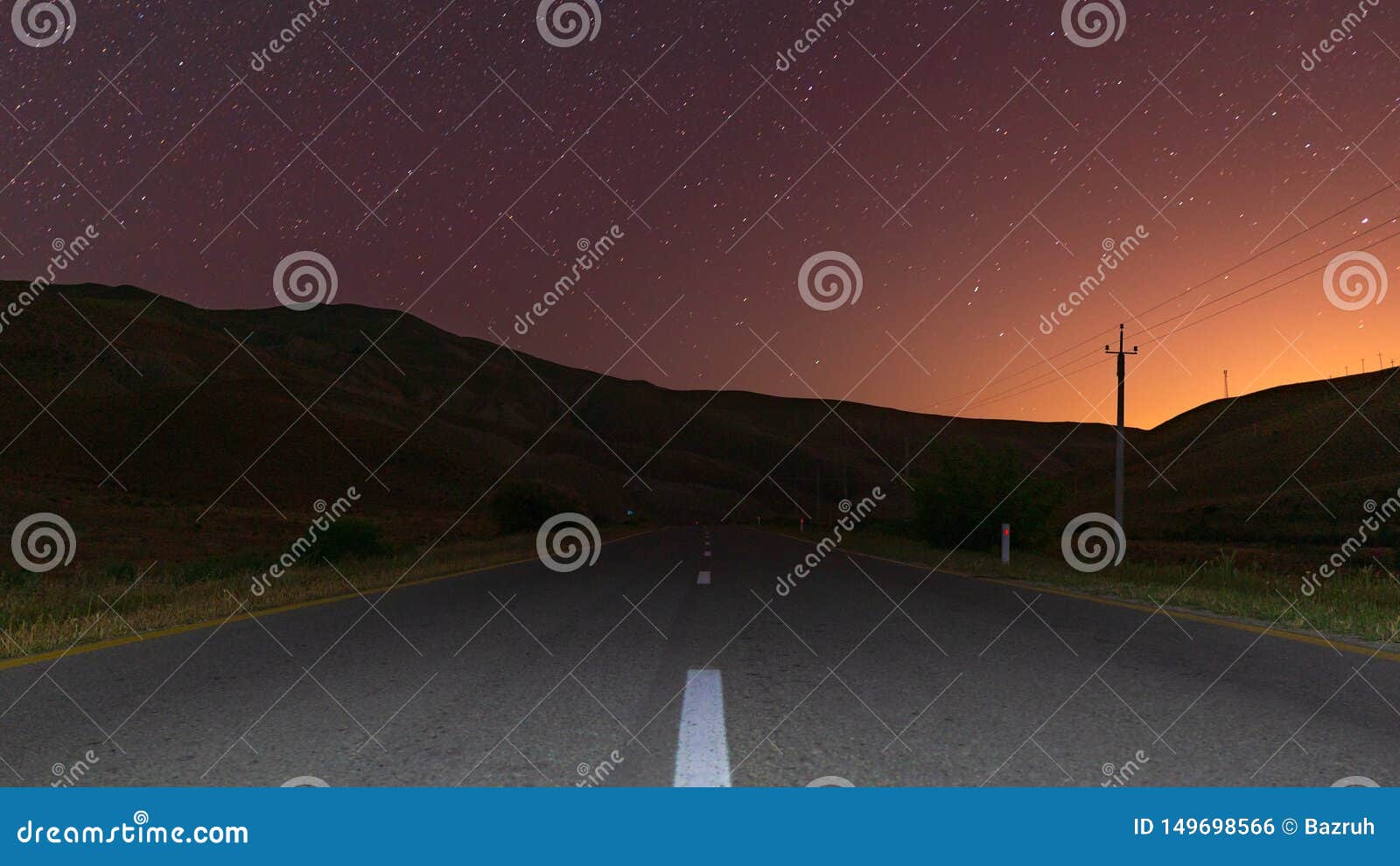 Empty Night Road Over Starry Sky Stock Photo - Image of asphalt, empty ...