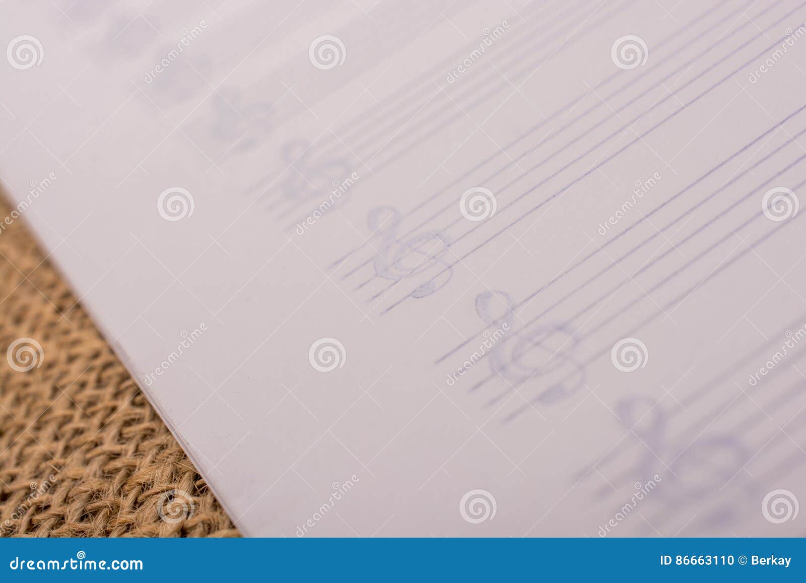 An Empty Note Paper for Musical Notes Stock Photo - Image of message ...