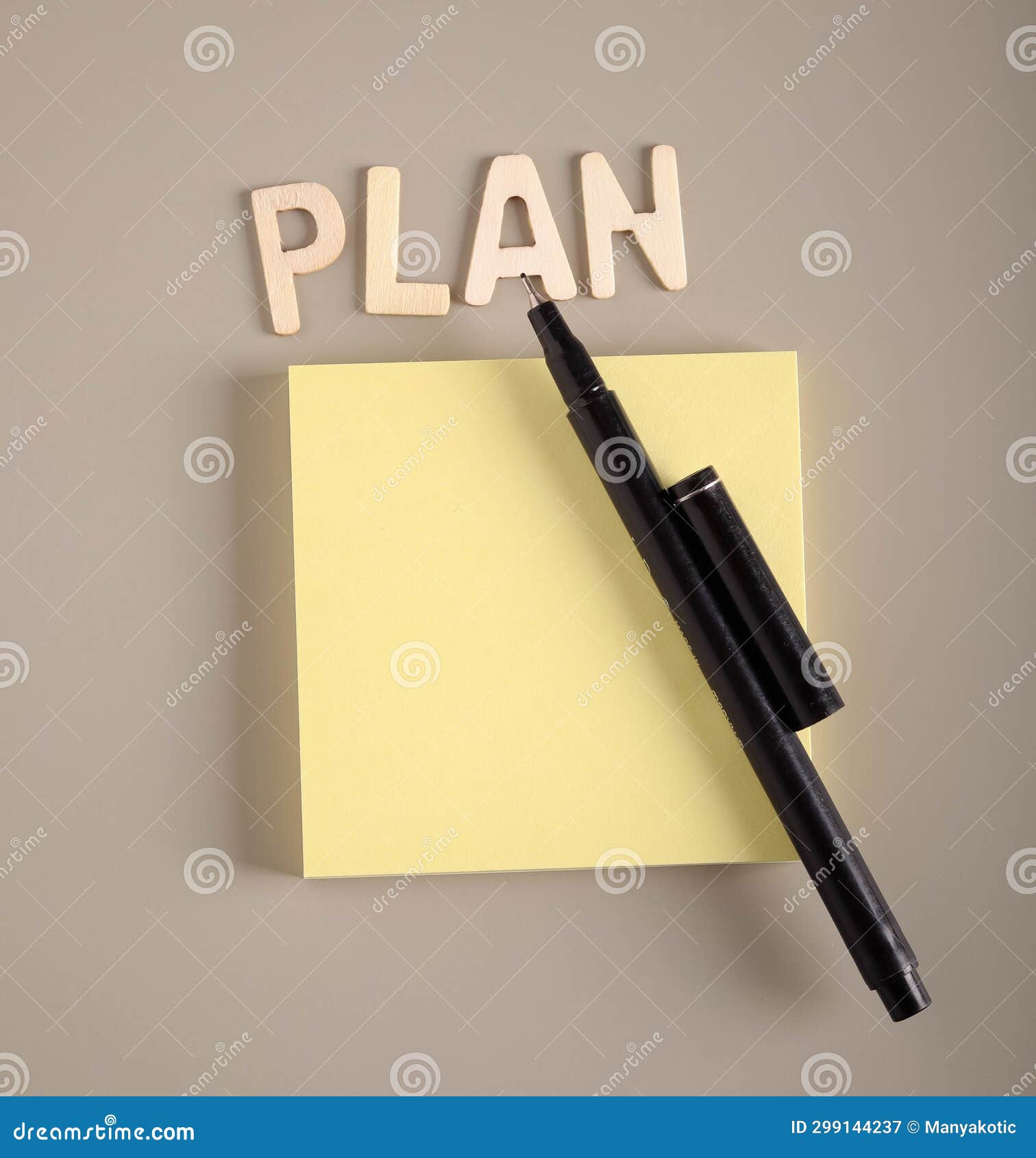 Empty Note Sticky Paper with Pen and Word â€“ PLAN Stock Image - Image ...