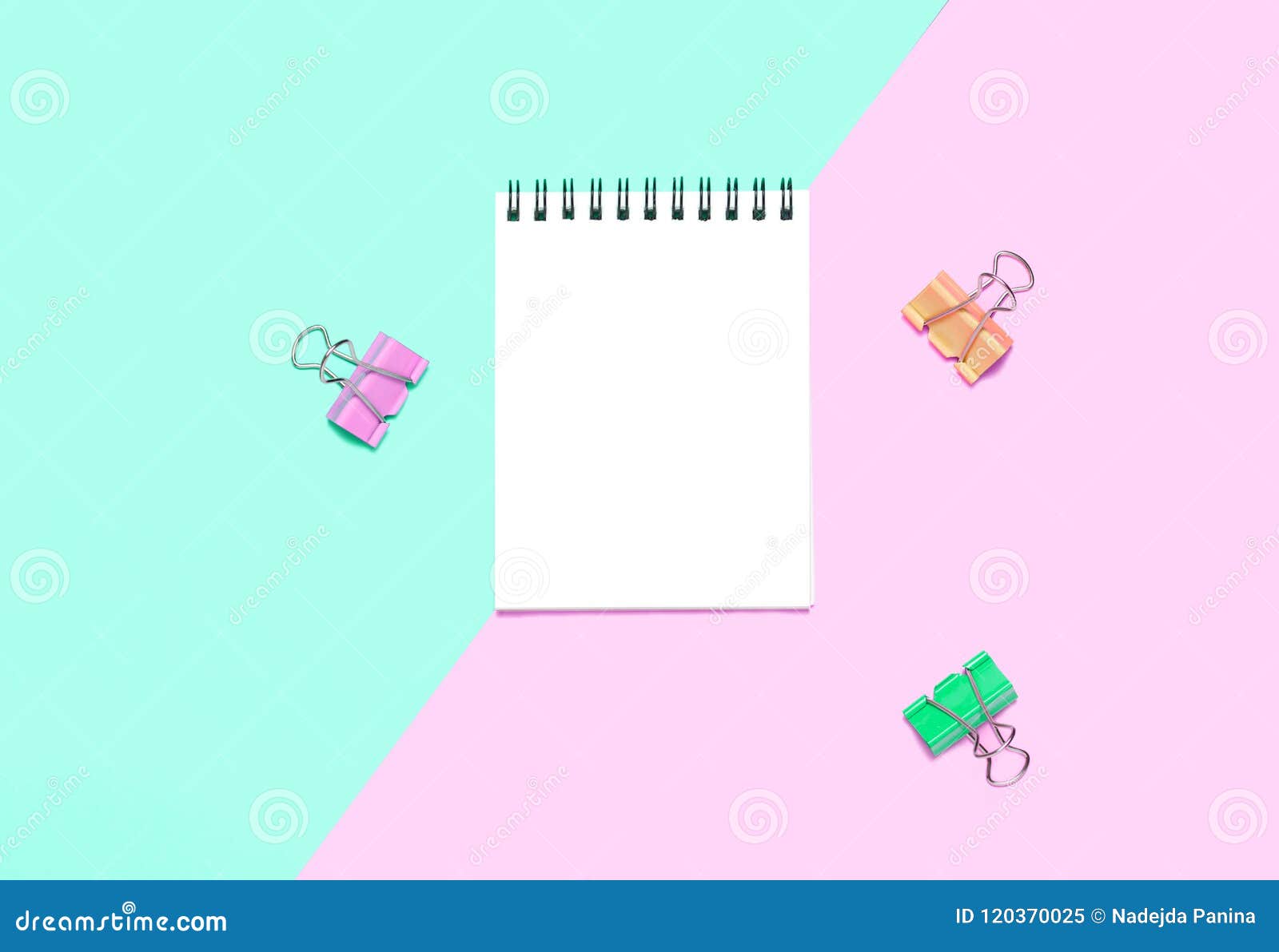 Empty Notebook or Notepad on Pink and Blue Background. Stock ...