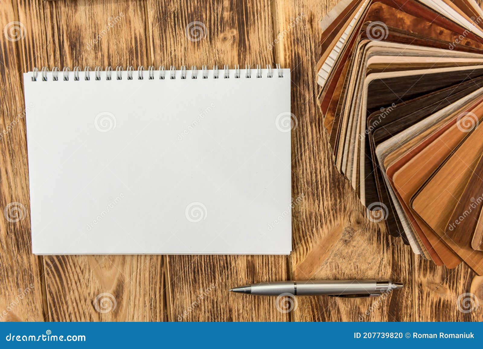 Empty Notebook Sheet with Floor Wood Color Catalog for Design. Laminate ...