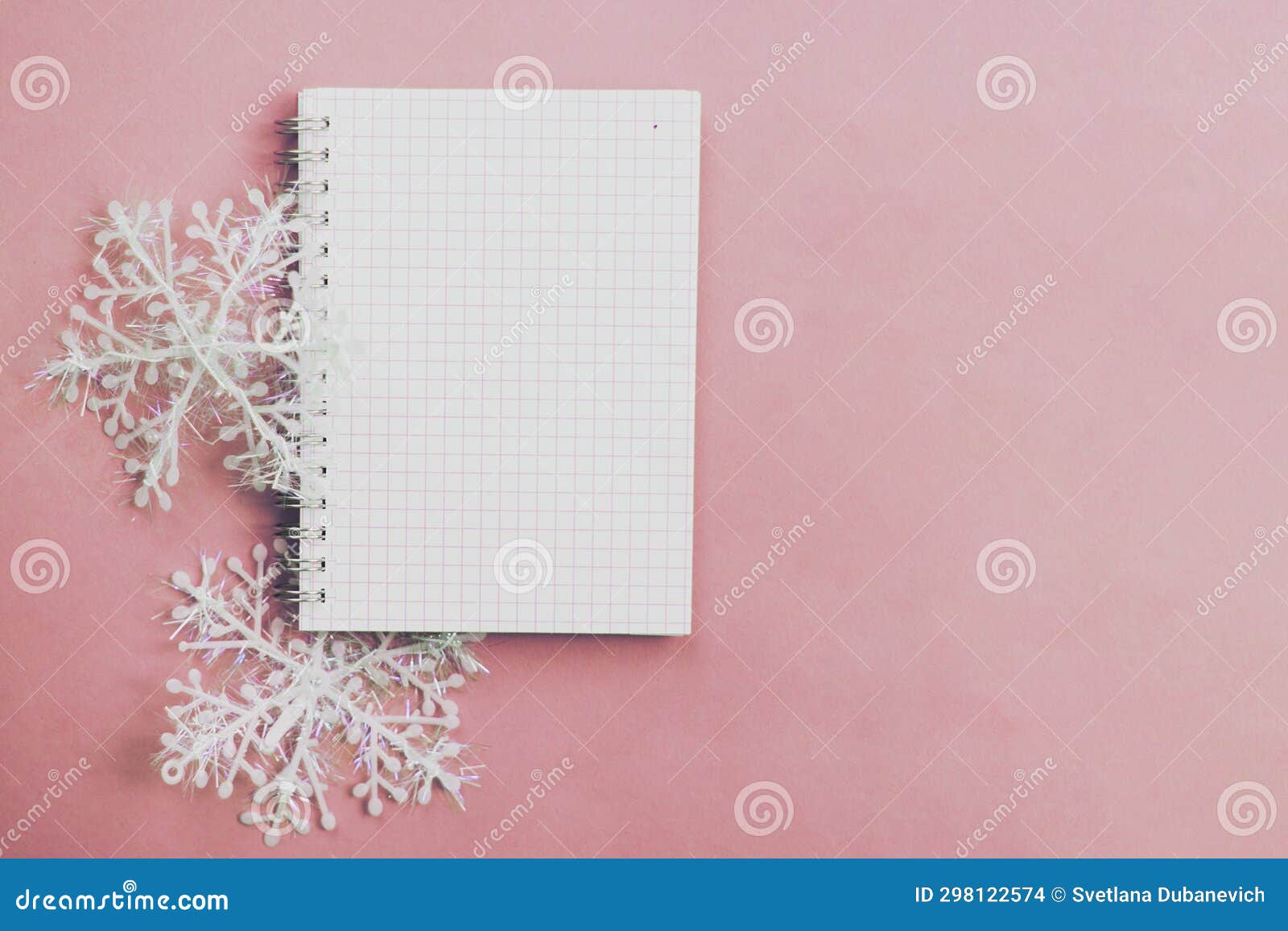 Empty Notebook for Writing Wish List with Snowflake on a Purple ...