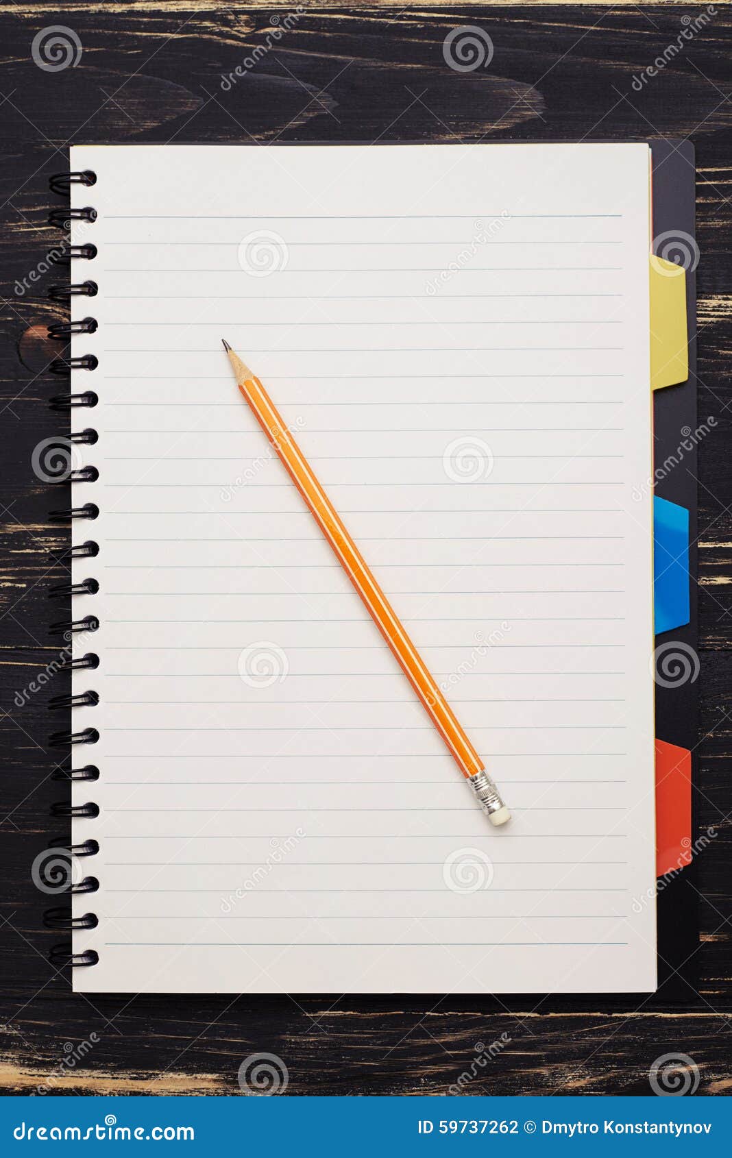 Empty notepad and pencil stock photo. Image of empty - 59737262