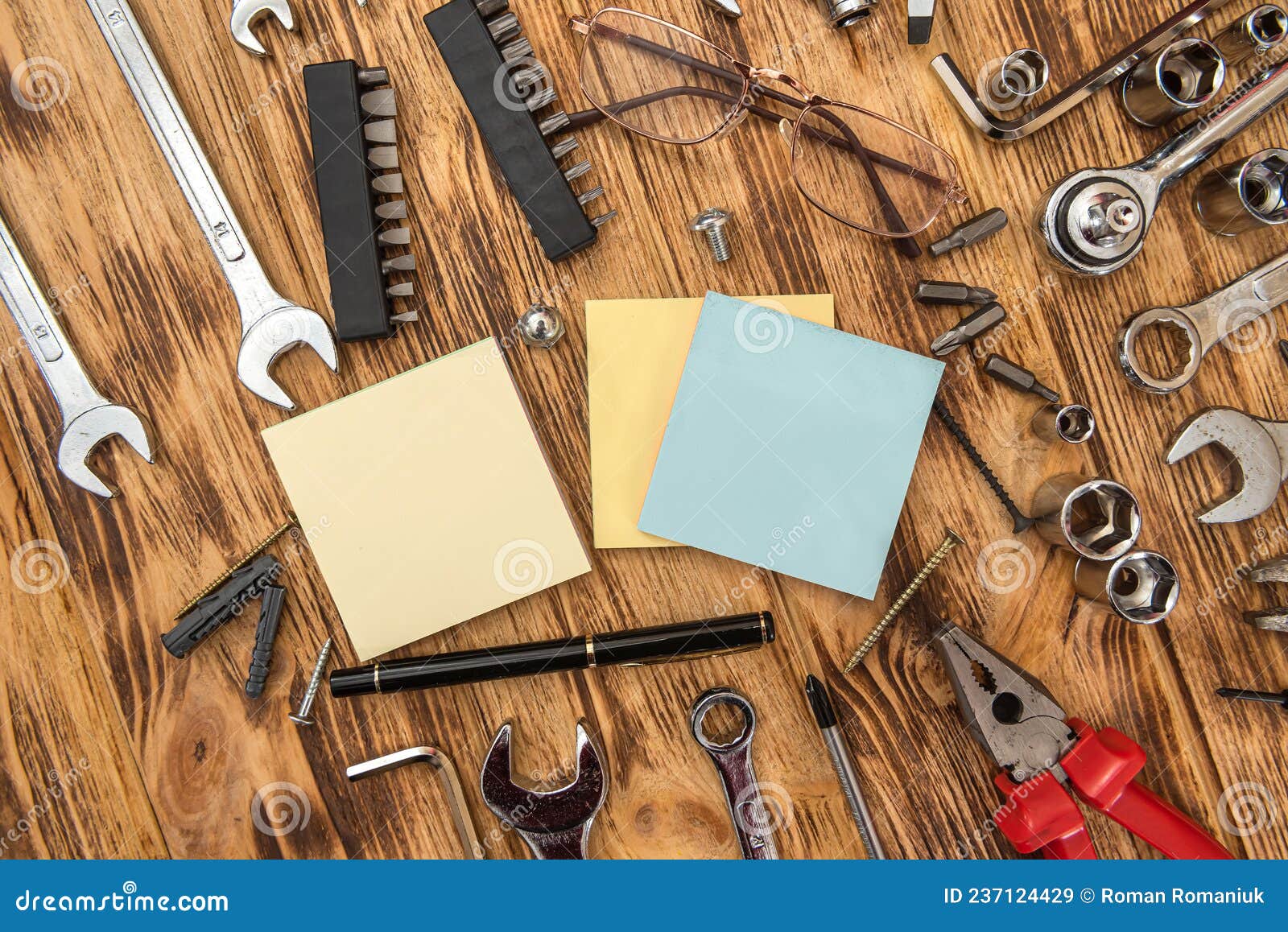 Empty Notepad Surrounded a Set of Construction Tools Stock Image ...