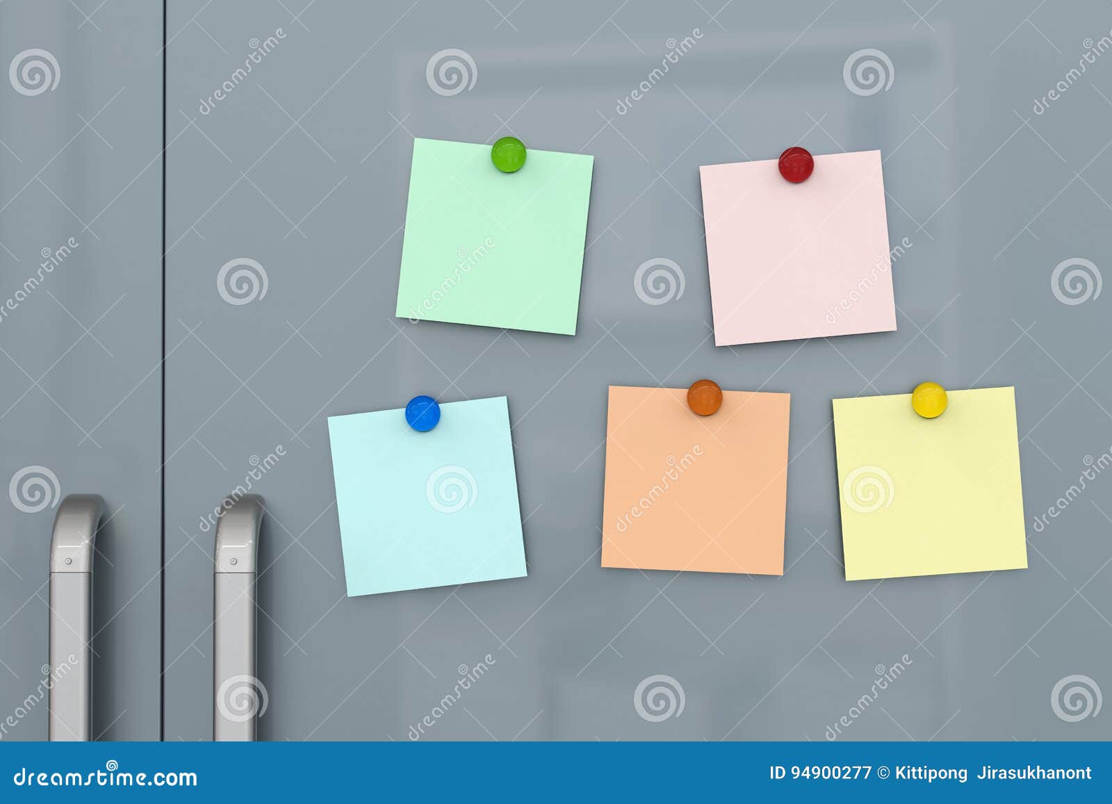 Empty Notes with Fridge Magnets Stock Illustration - Illustration of ...