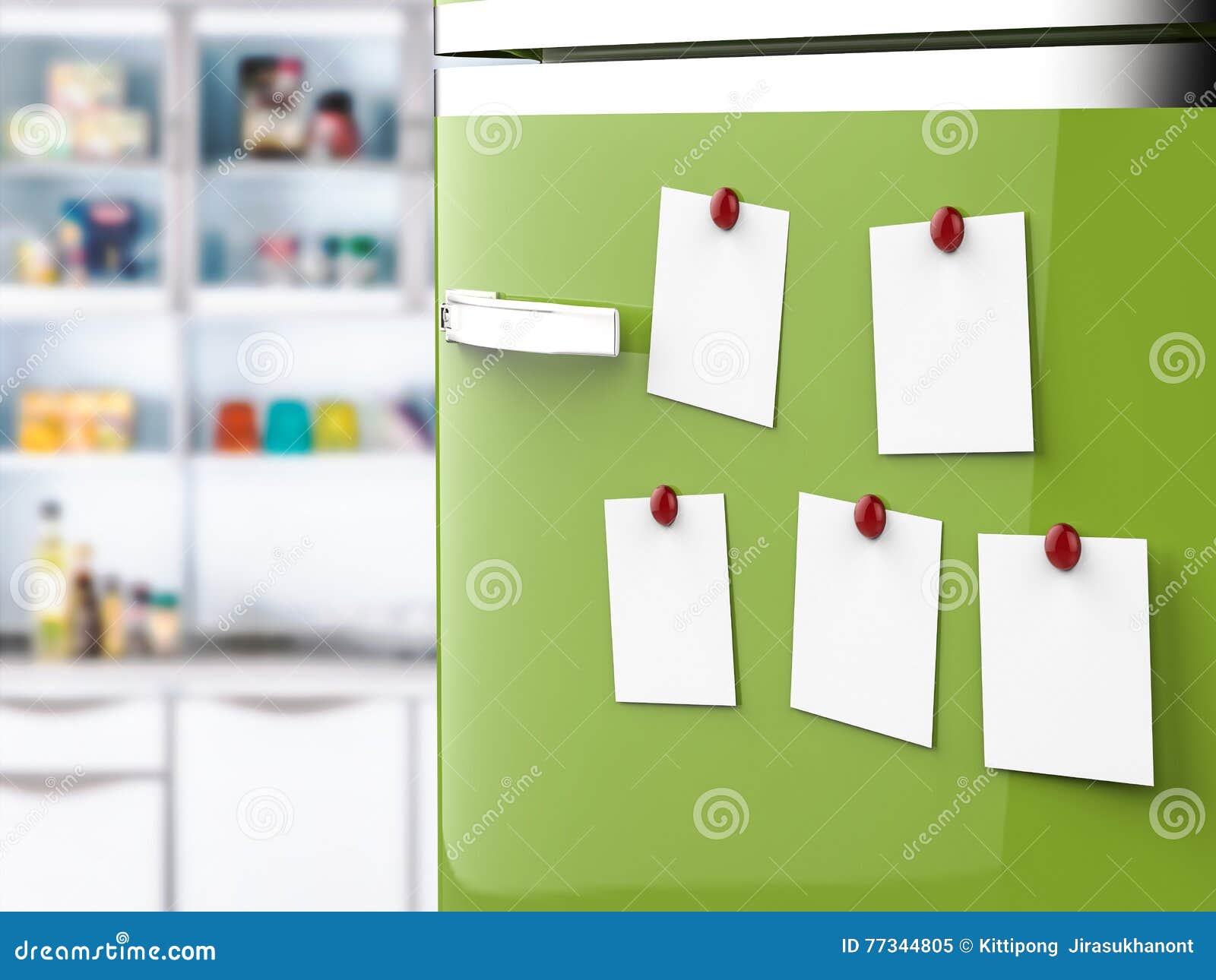 Empty Notes on Refrigerator Stock Image - Image of clip, handle: 77344805