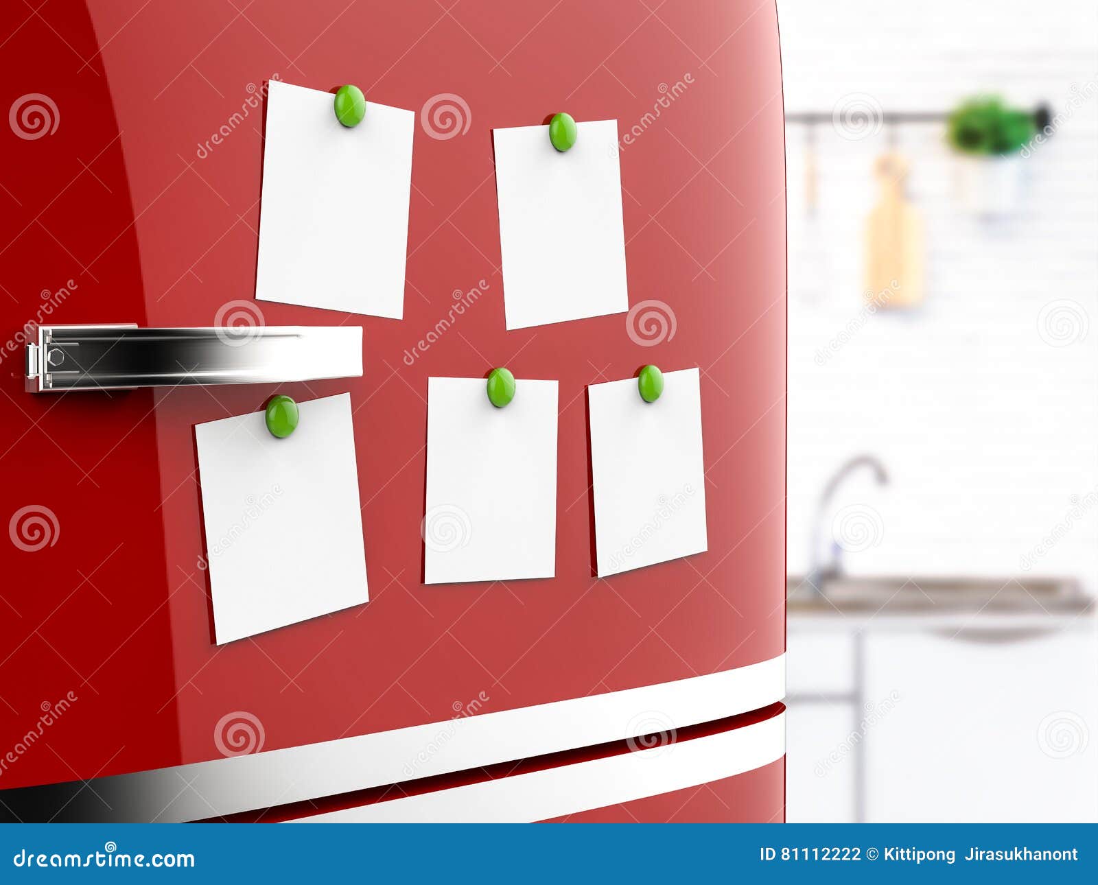 Empty Notes on Refrigerator Stock Illustration - Illustration of magnet ...