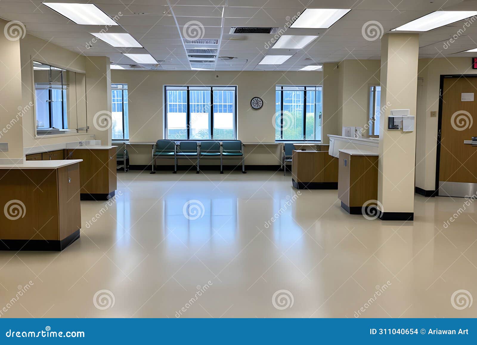 Empty Nurses Station in a Hospital. Stock Photo - Image of area ...