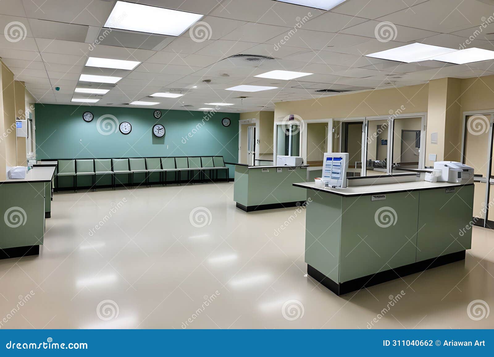 Empty Nurses Station in a Hospital. Stock Photo - Image of care, office ...