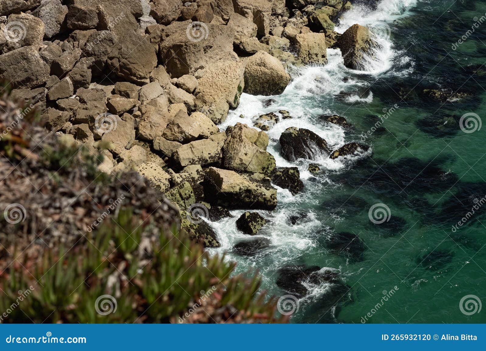 Empty Ocean View from Above, Portugal, Nazare Stock Photo - Image of ...