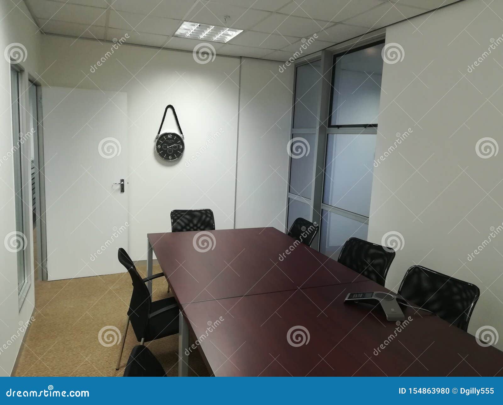 Empty Office Boardroom with Chairs and Table No People Stock Photo ...