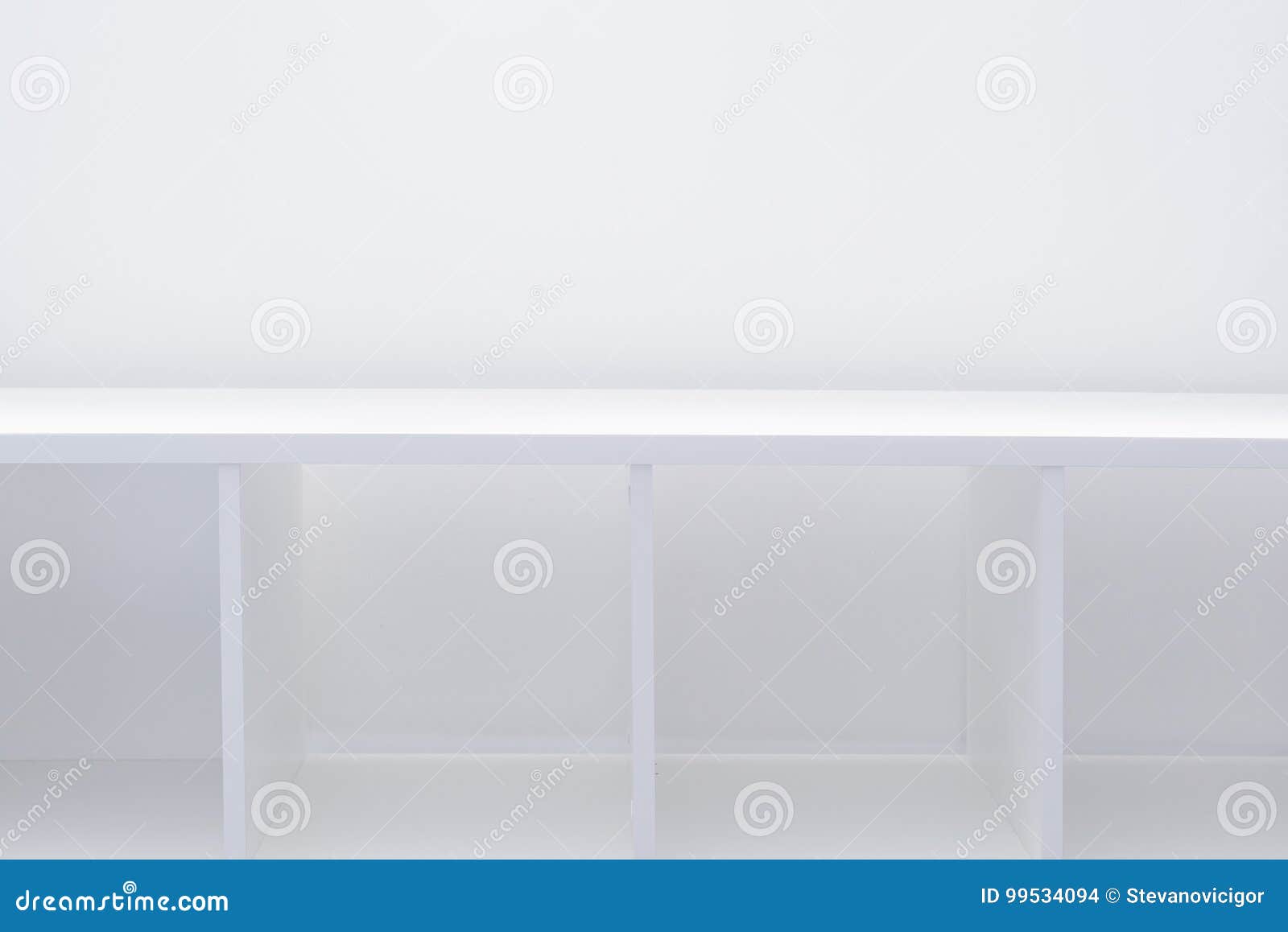 Empty Office or Bookcase Library Shelves Stock Photo - Image of wooden ...