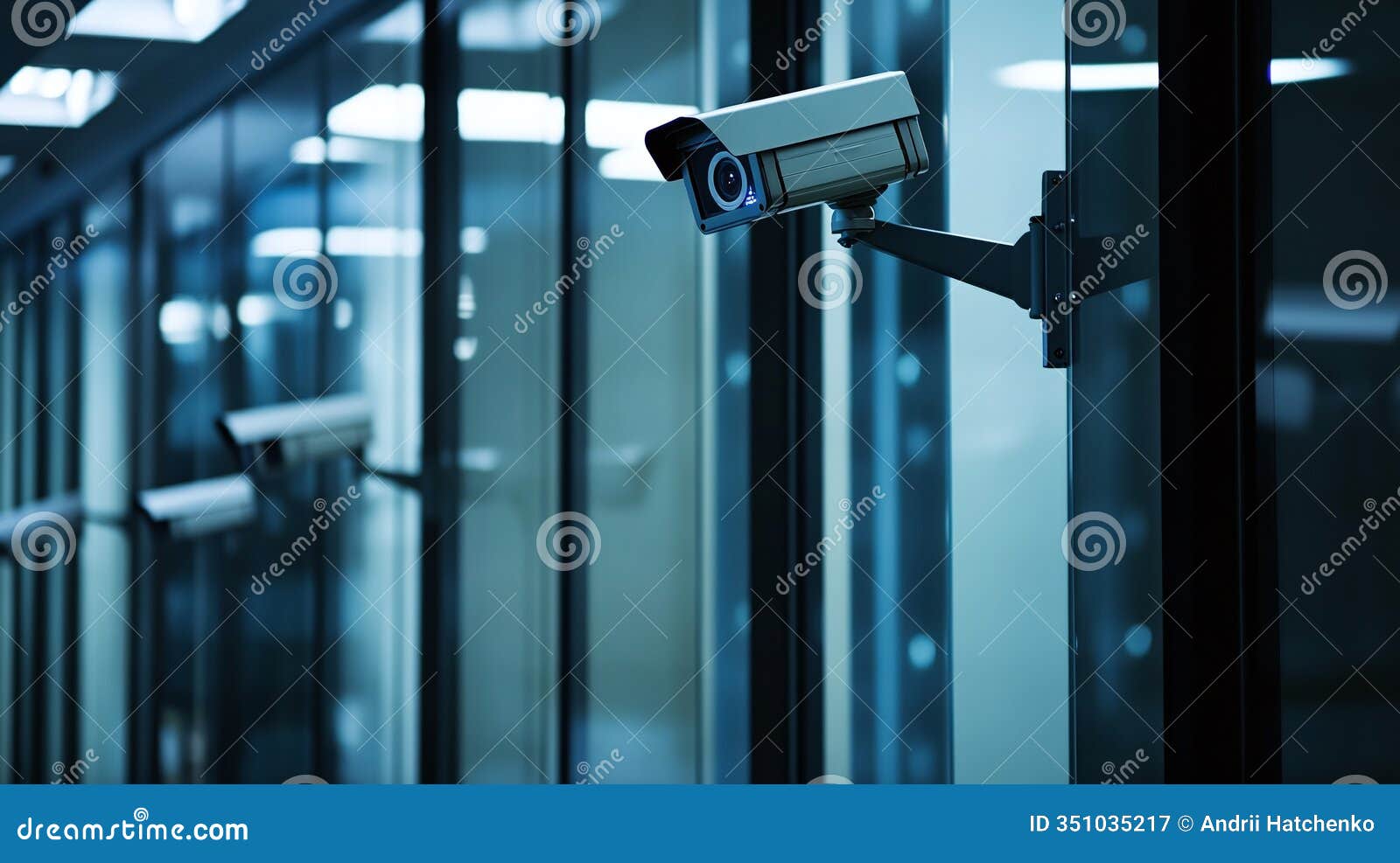An Empty Office Building with Surveillance Cameras Quietly Recording in ...
