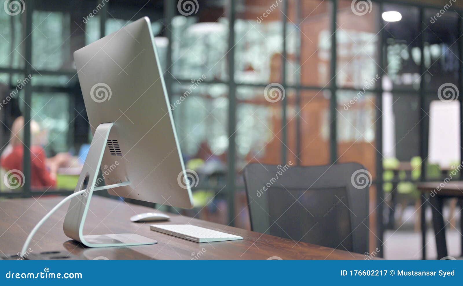 Empty Office with Computer on Table Stock Image - Image of beard ...
