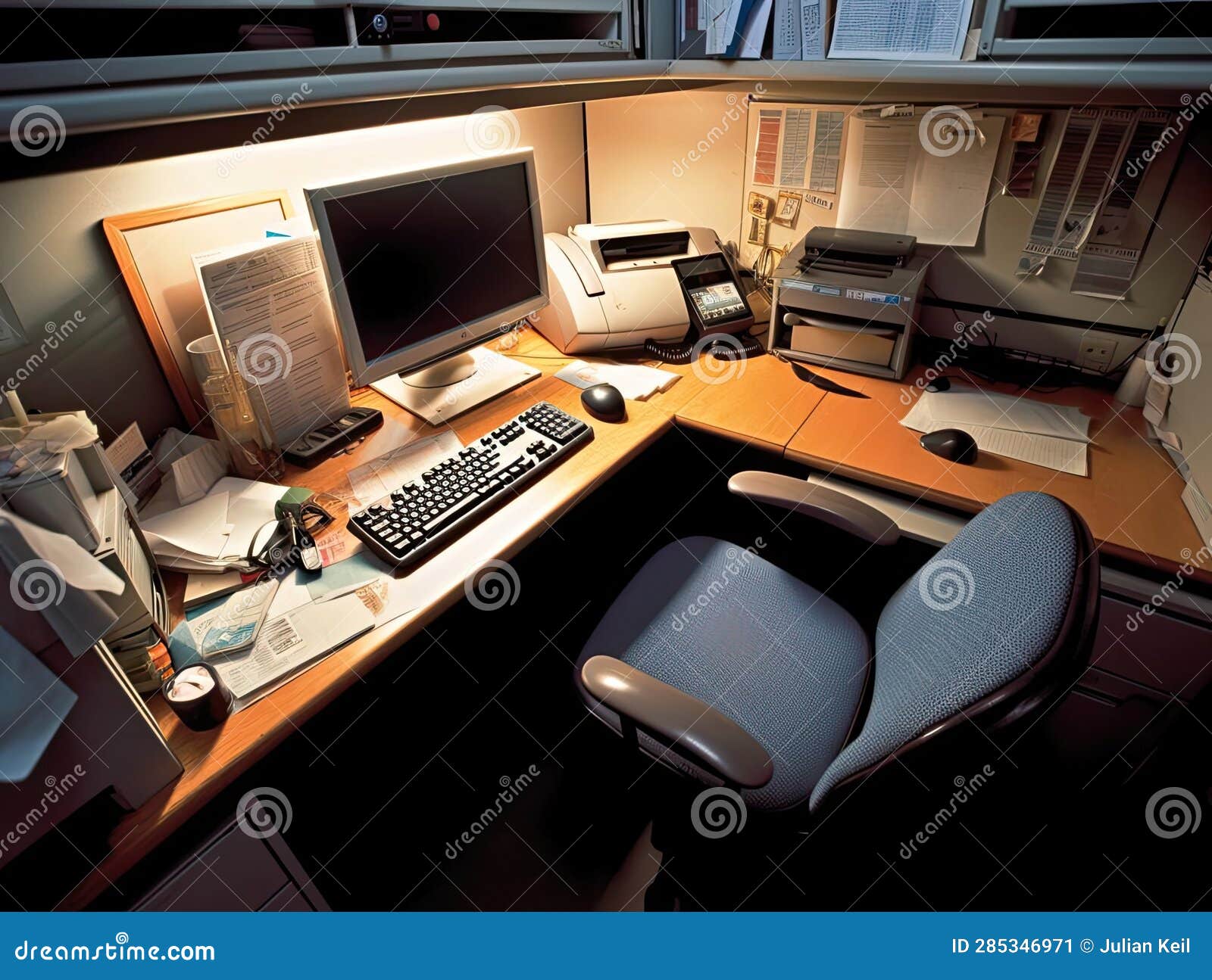 Wideangle Lens Captures Spacious Office With Ambient Lighting Stock ...