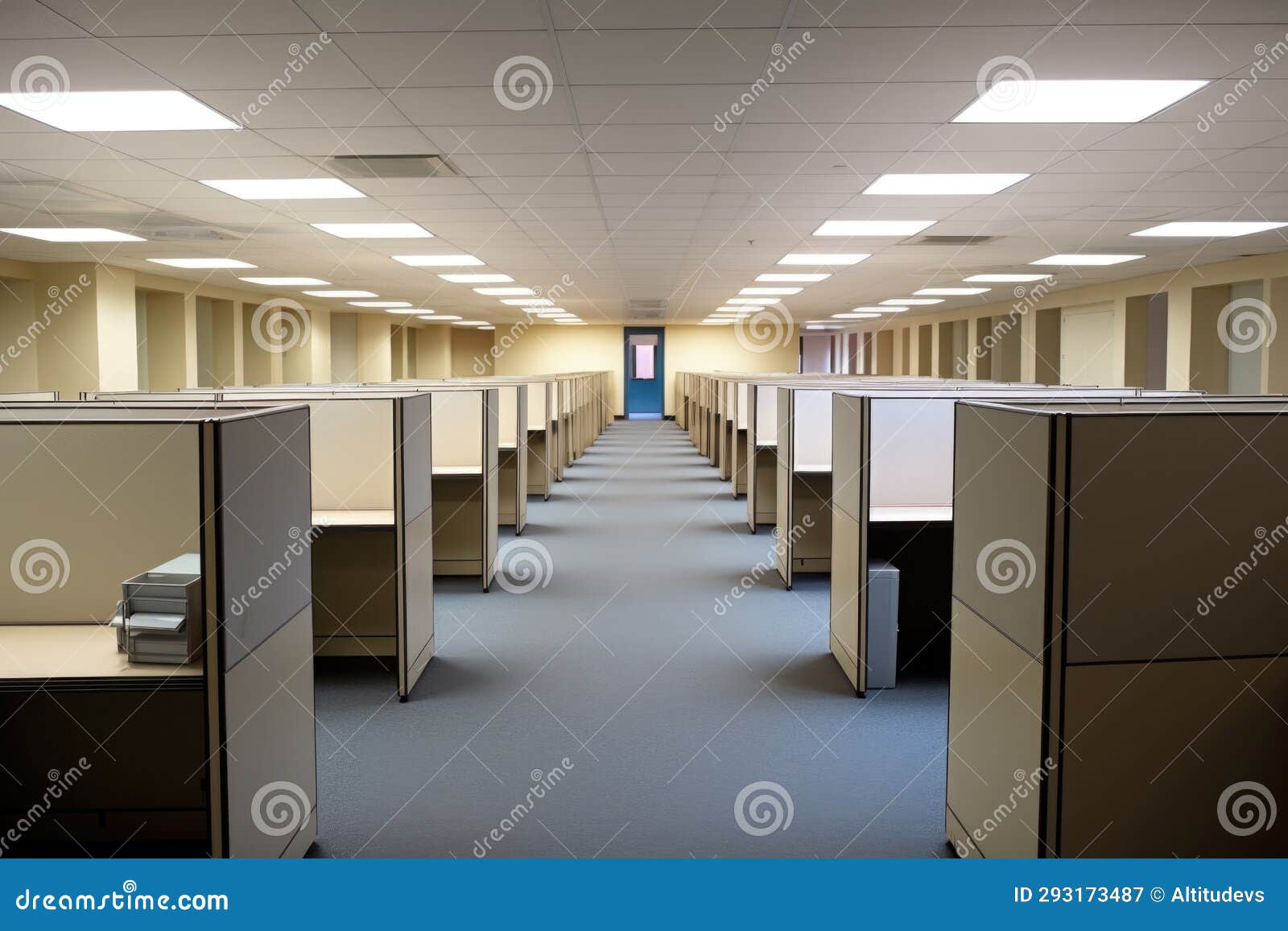 Office Cubicles With Computer Screens Work Office Background Stock ...