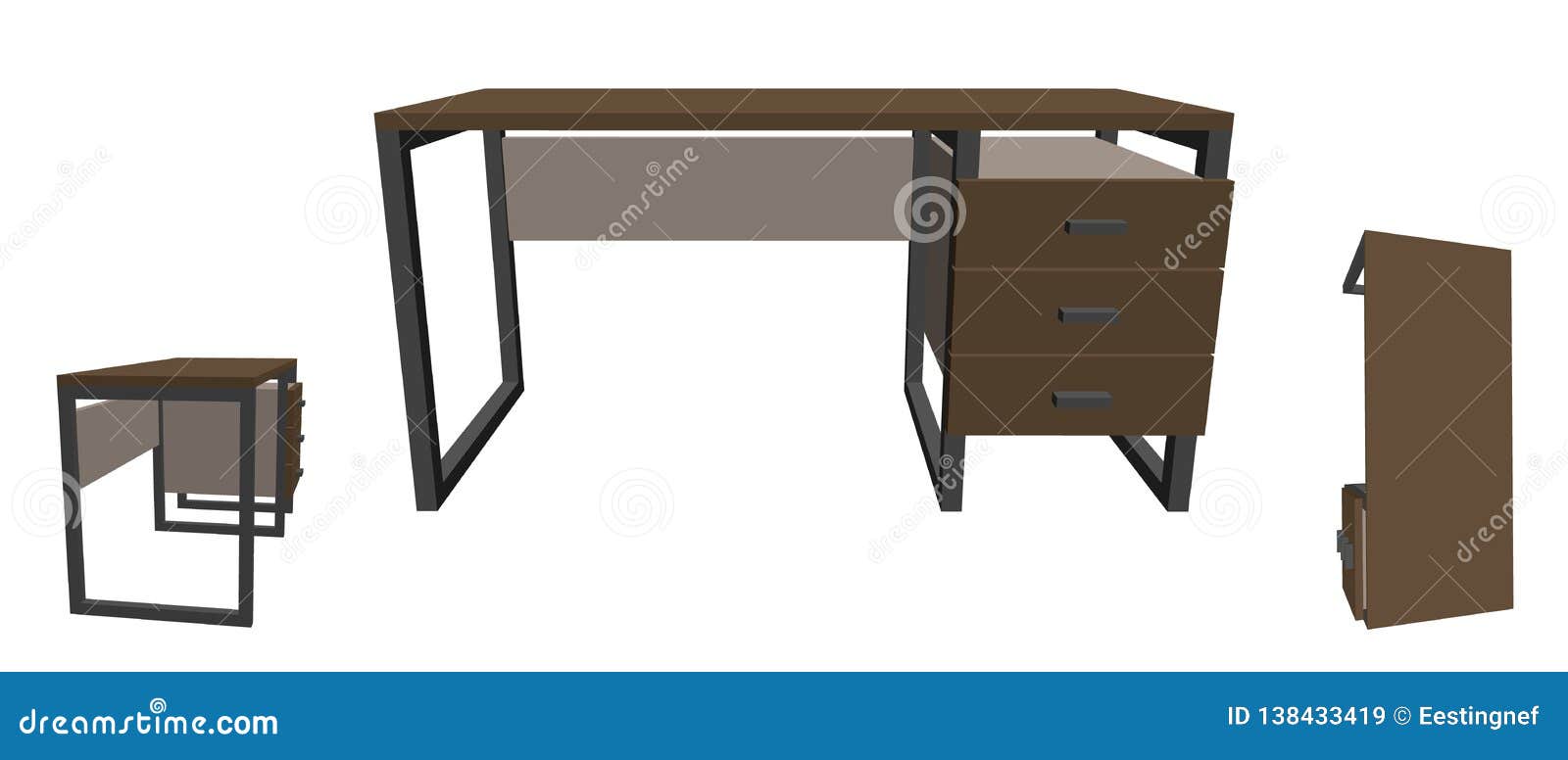 Empty Office Desk. Isolated on White Background Stock Vector ...