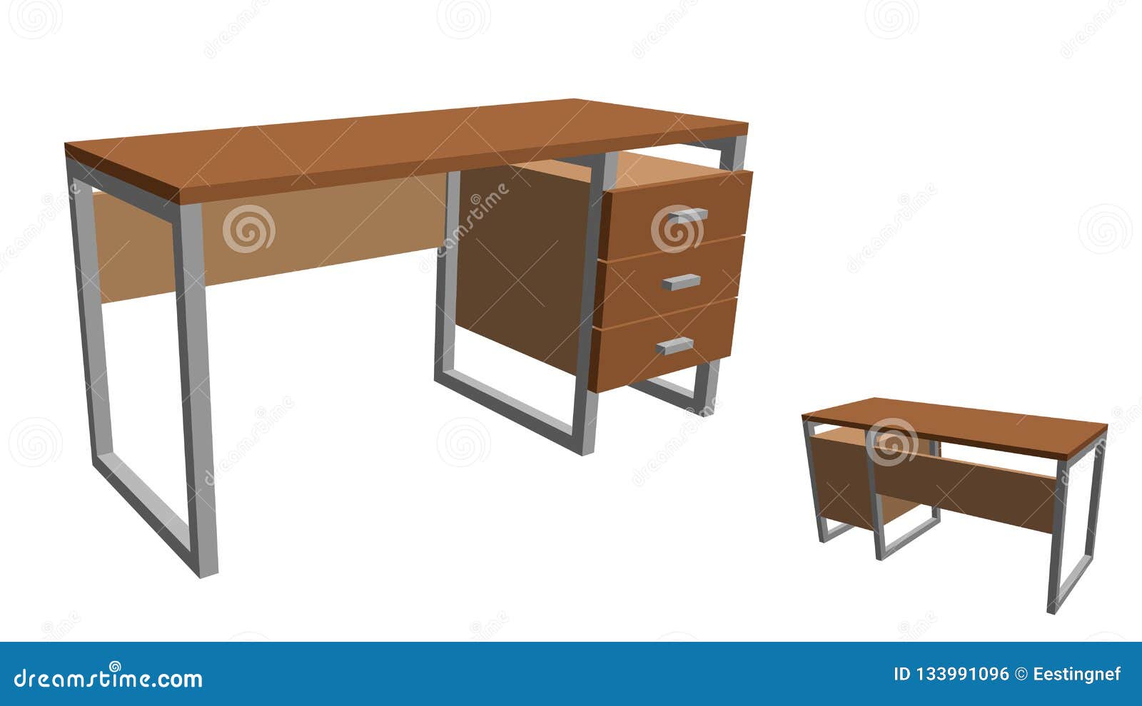 Empty Office Desk. Isolated on White Background Stock Vector ...