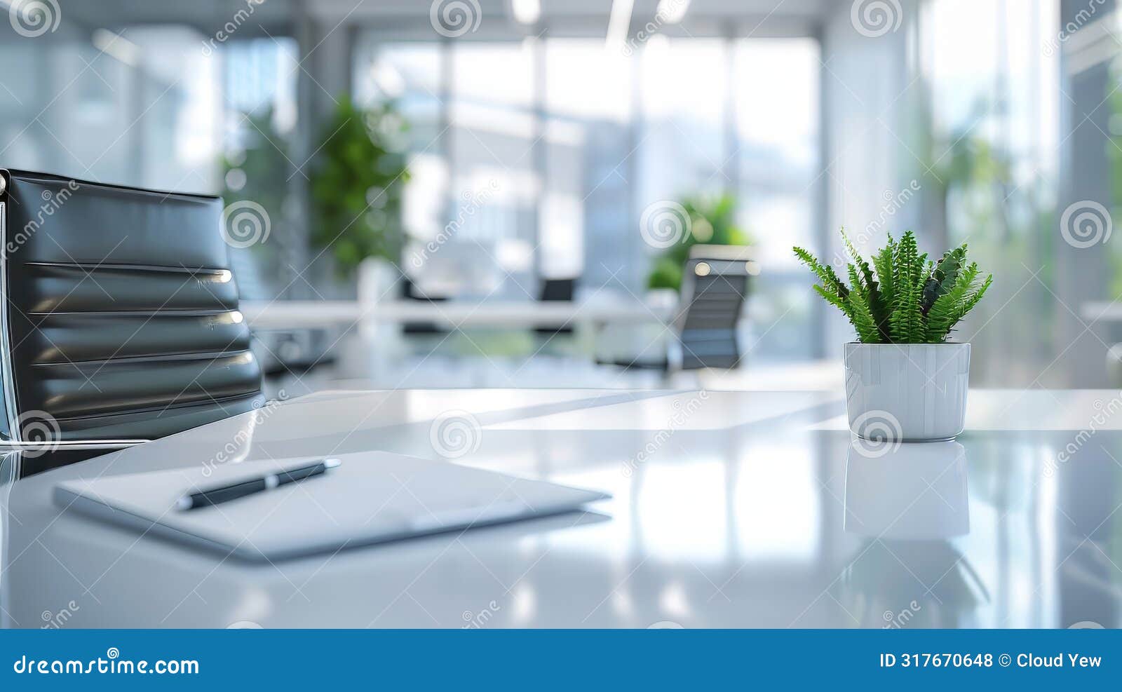 Empty Office Desk with Space for Custom Text or Logo Stock Illustration ...