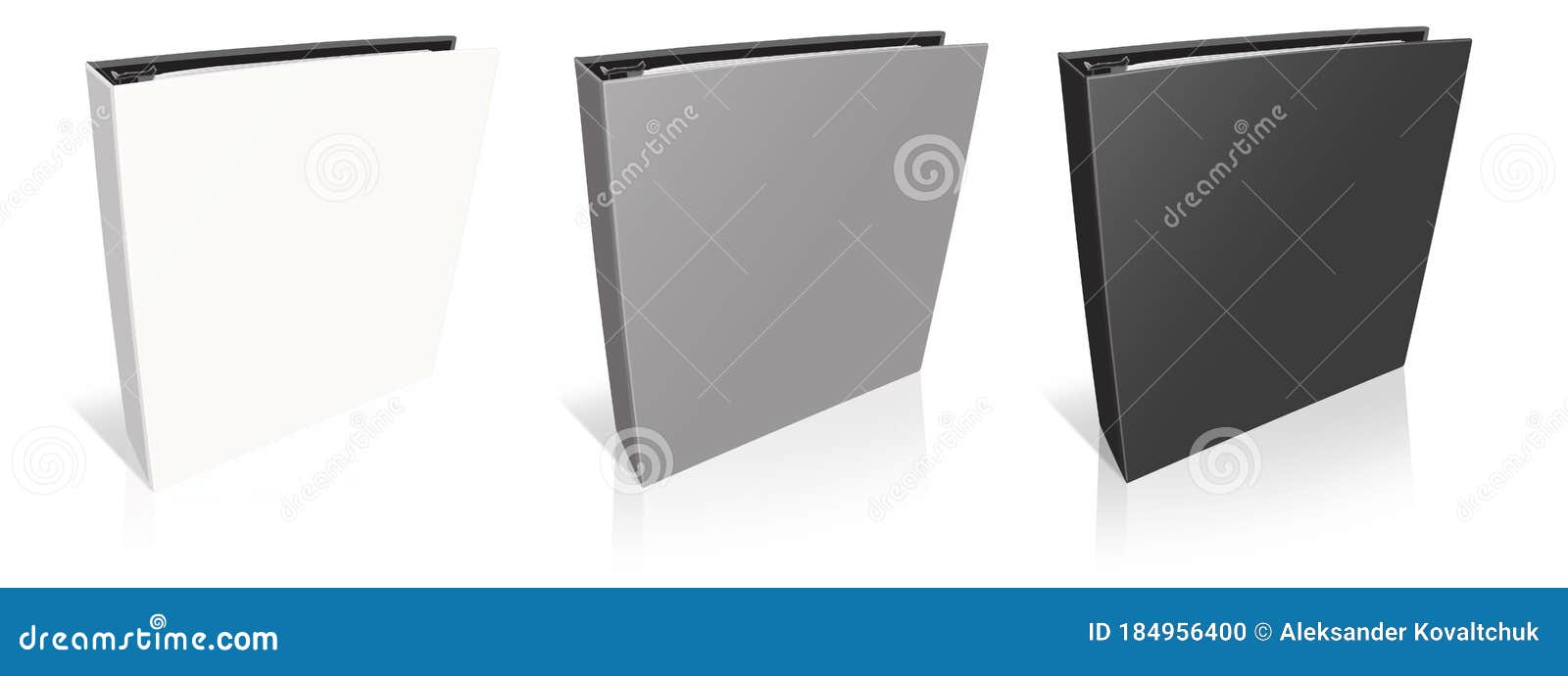 Empty Office Folders Binder White, Grey, Black. Illustration 3D ...