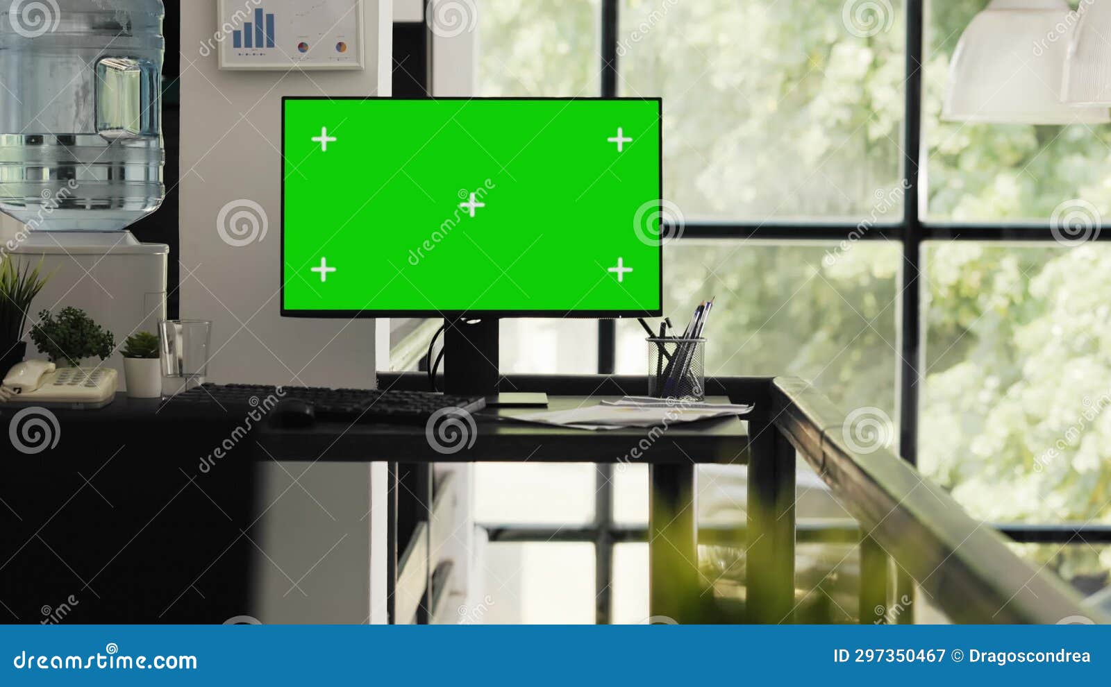 Empty Office with Greenscreen Desktop Stock Video - Video of agency ...