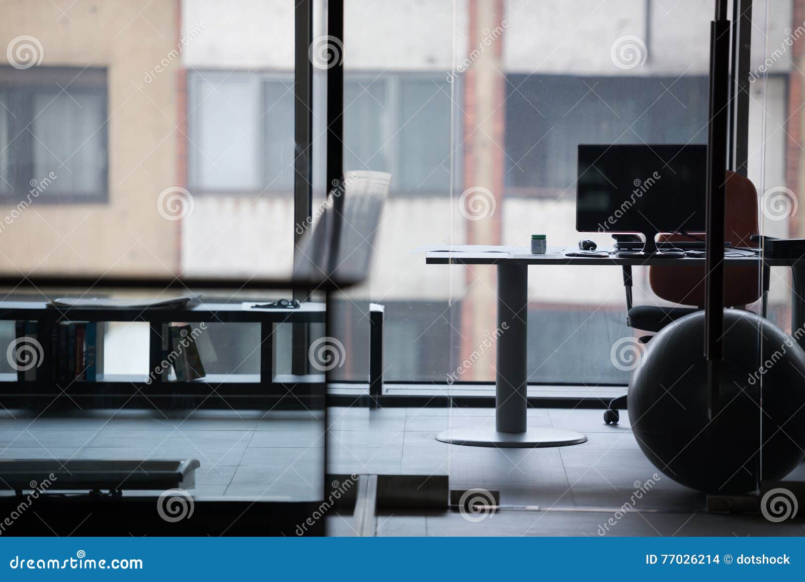 Empty Office with Modern Computers Stock Photo - Image of inside ...