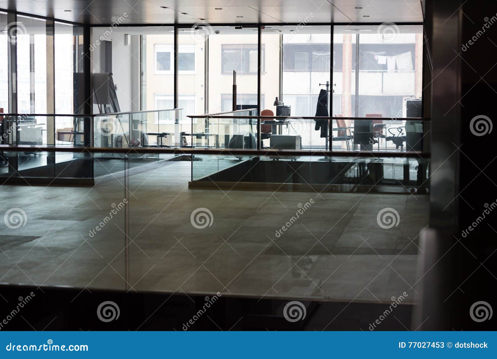 Empty Office with Modern Computers Stock Image - Image of desktop ...