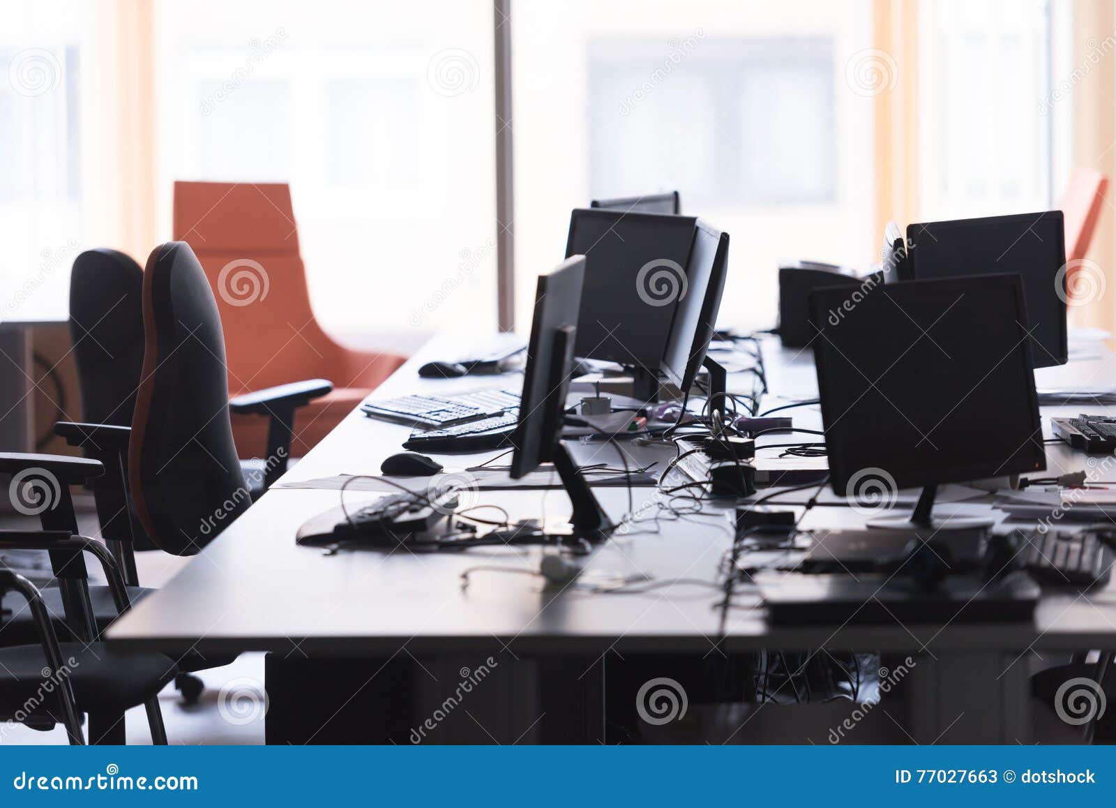 Empty Office with Modern Computers Stock Image - Image of board ...