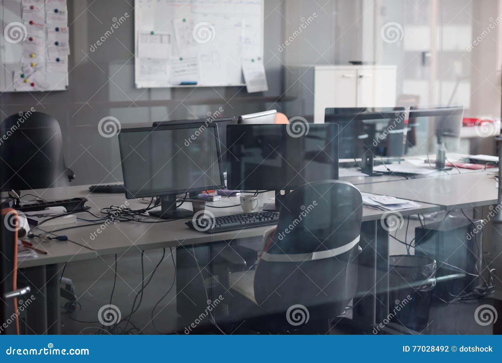 Empty Office with Modern Computers Stock Photo - Image of furniture ...