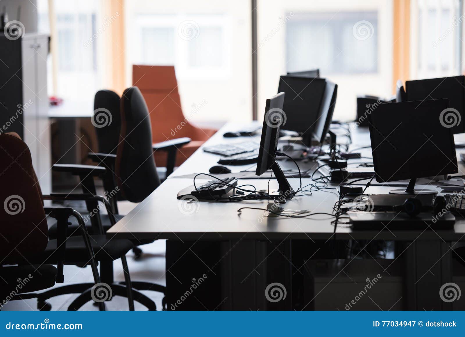 Empty Office with Modern Computers Stock Image - Image of equipment ...