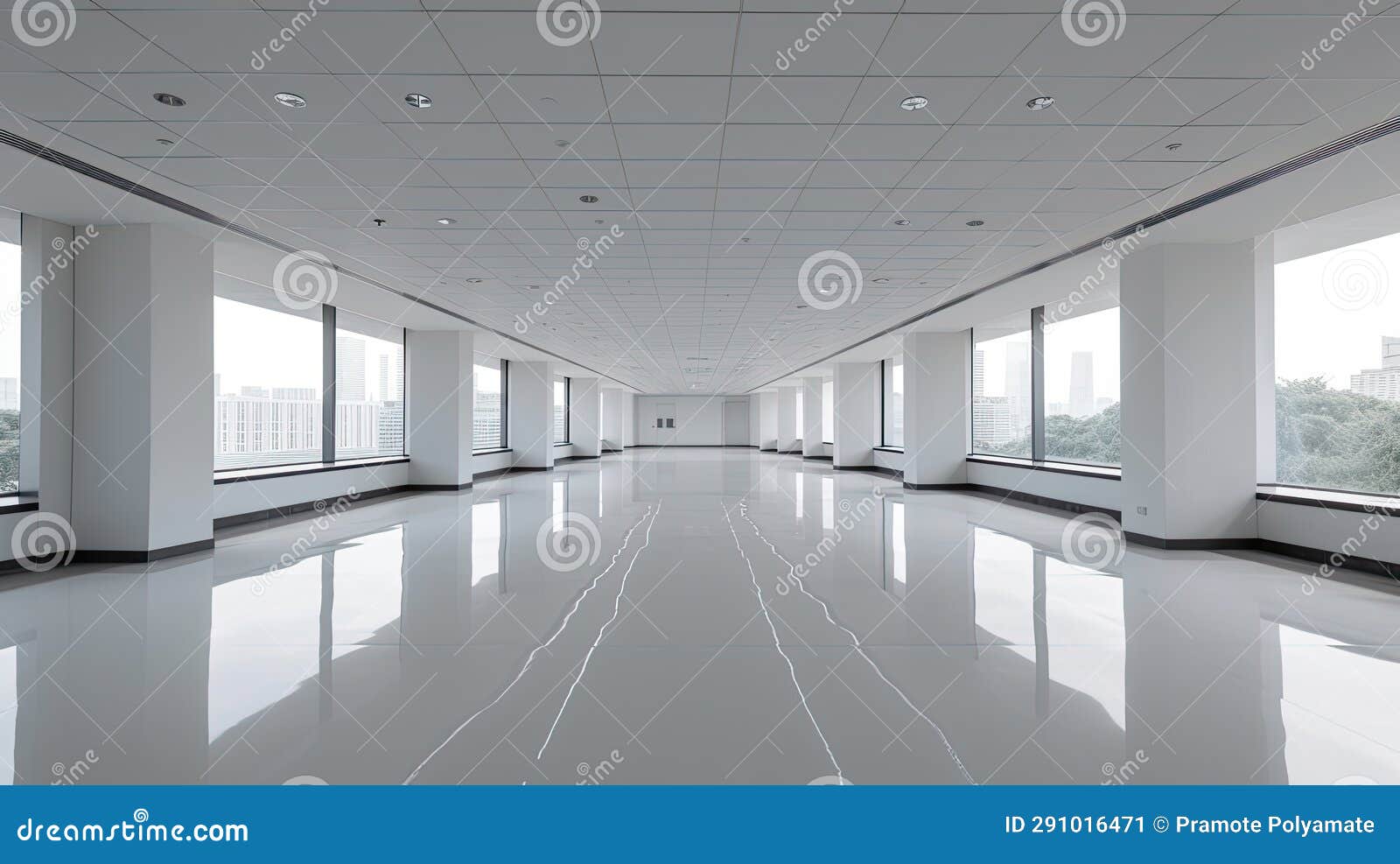 Empty Office, Modern Corporate Open Office in Minimalist Modern Design ...