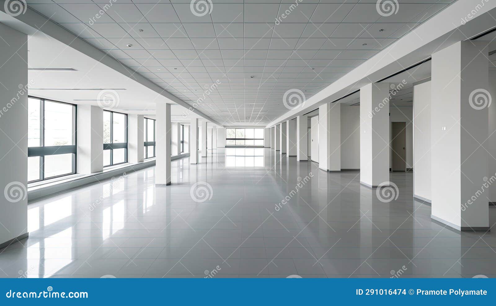 Empty Office, Modern Corporate Open Office in Minimalist Modern Design ...