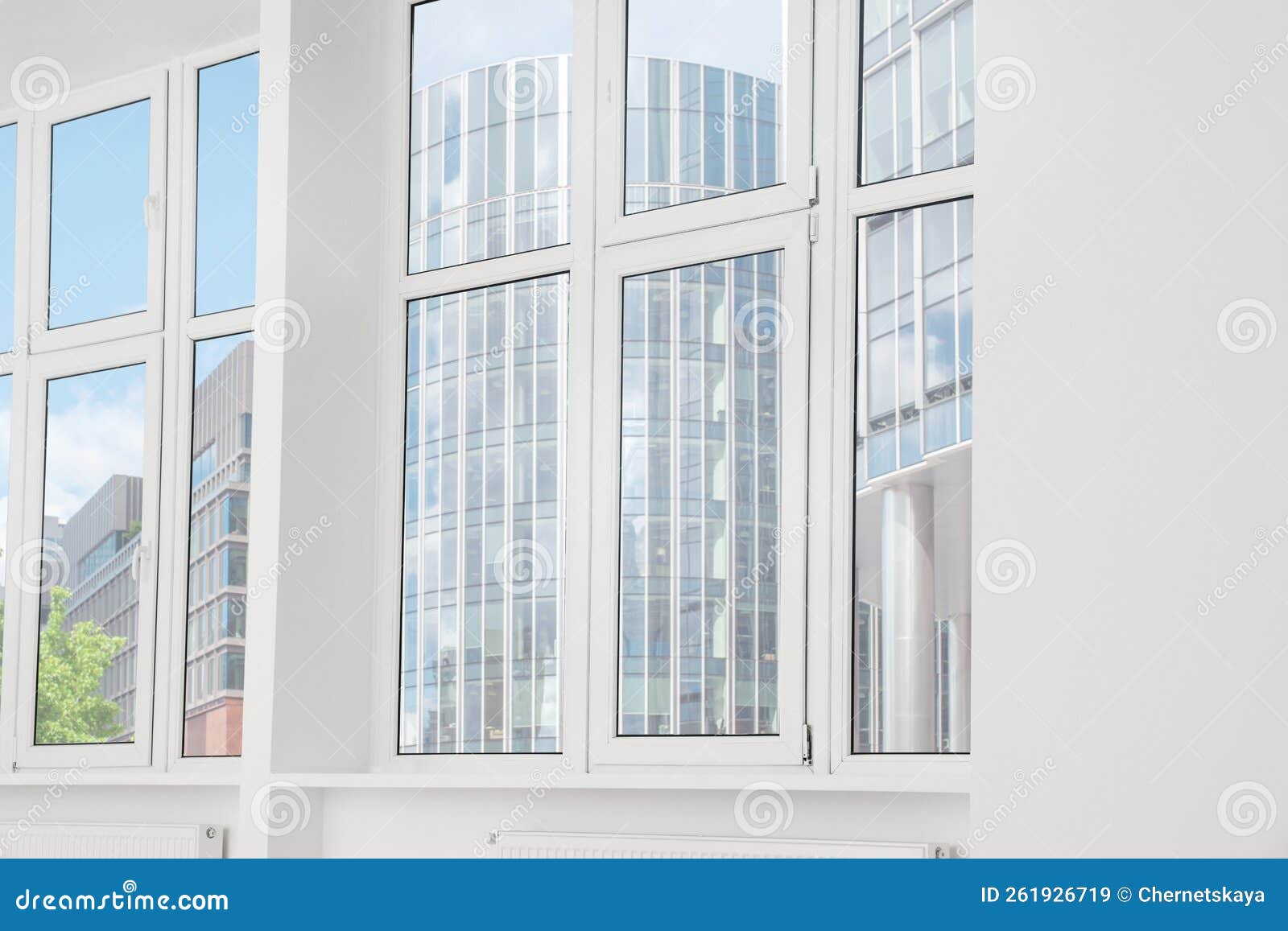 Empty Office Room with Clean Windows. Interior Design Stock Image ...