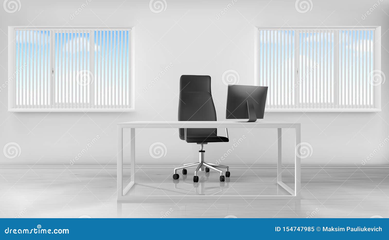 Empty Office Room Interior, Workplace with Desk Stock Vector ...