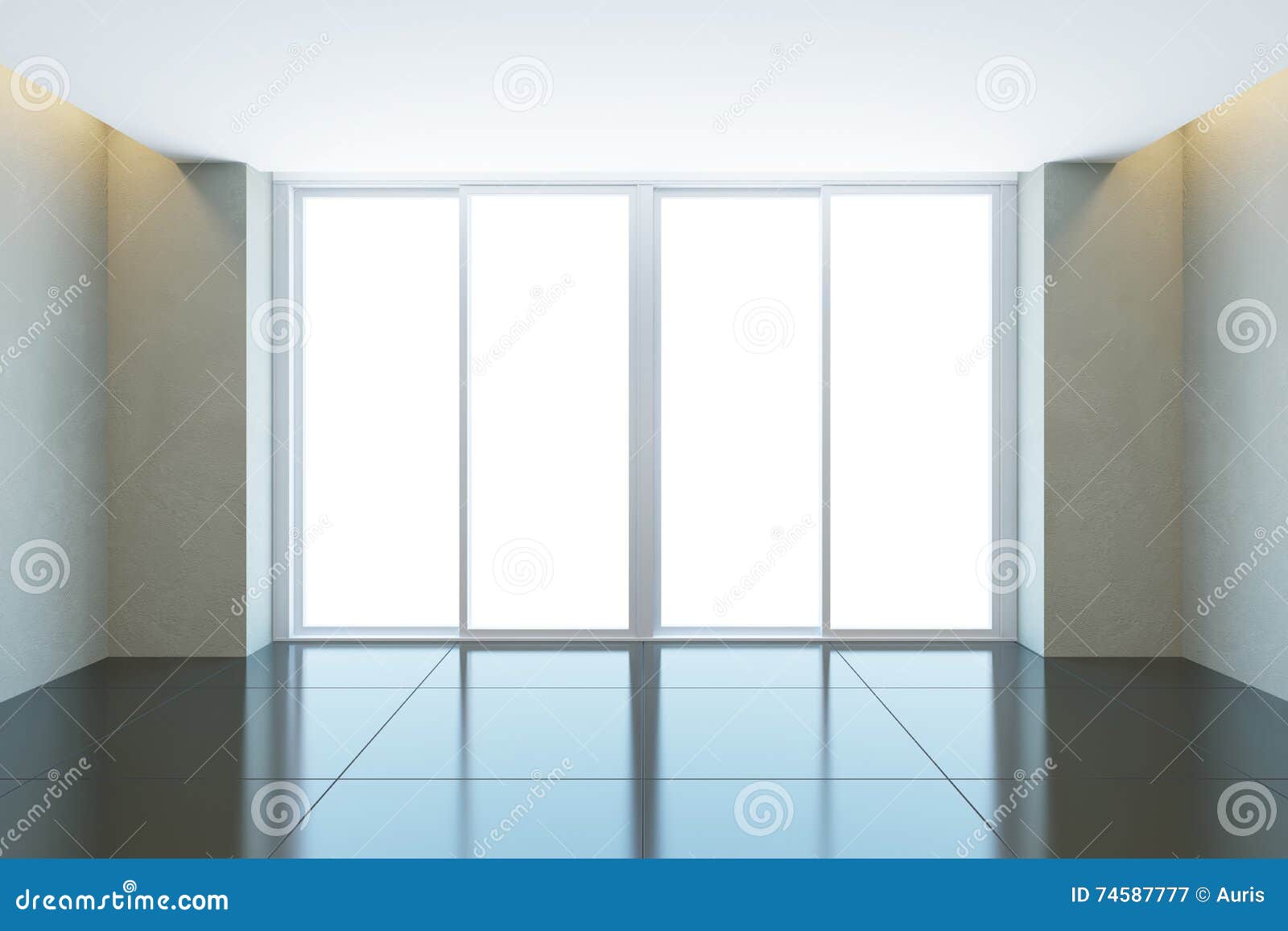 Empty Office Room with Window Stock Illustration - Illustration of ...