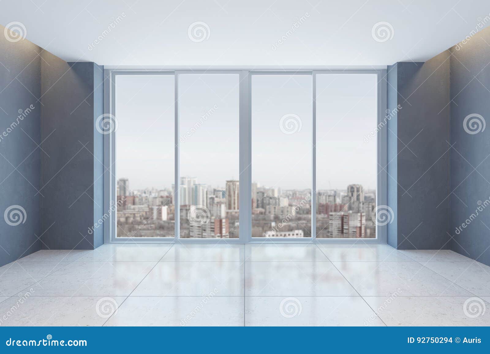 Empty Office Room with Window Stock Illustration - Illustration of ...