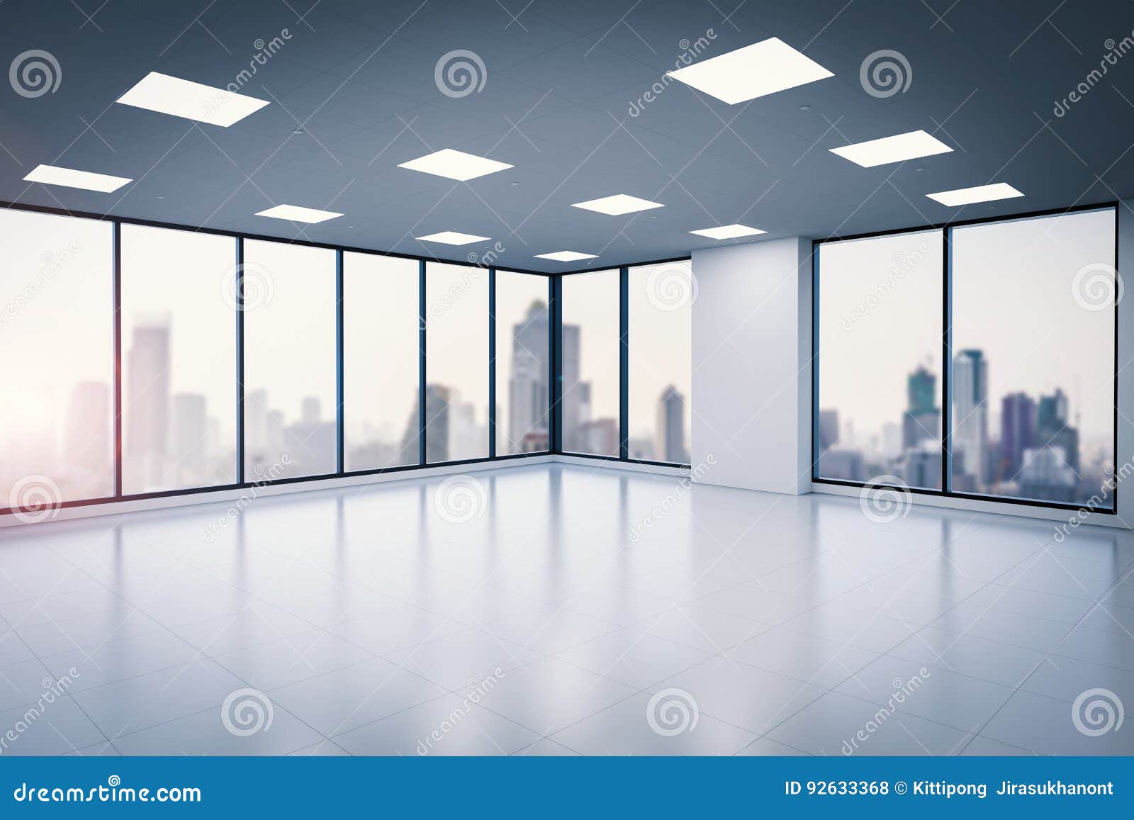 Empty office space stock illustration. Illustration of studio - 92633368