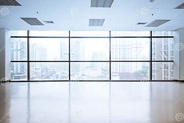 Empty Office Space with Large Window Stock Image - Image of floor ...