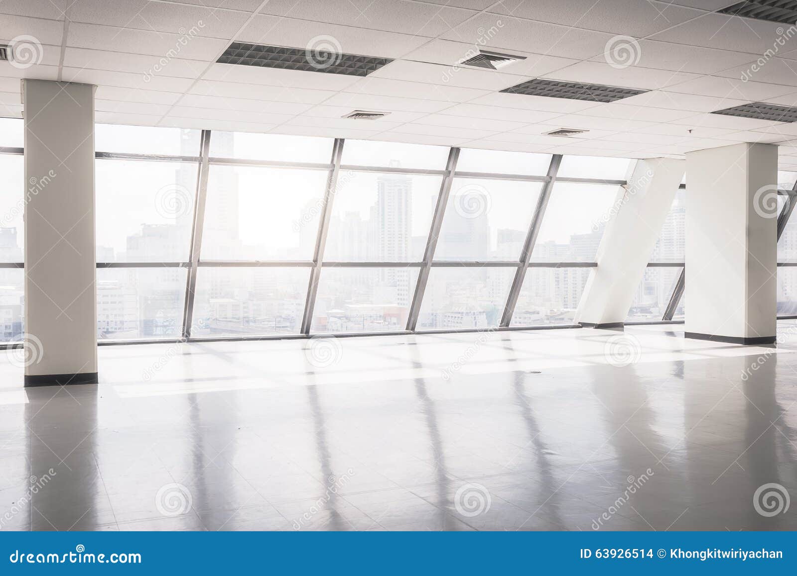 Empty Office Space with Large Window Stock Photo - Image of house ...