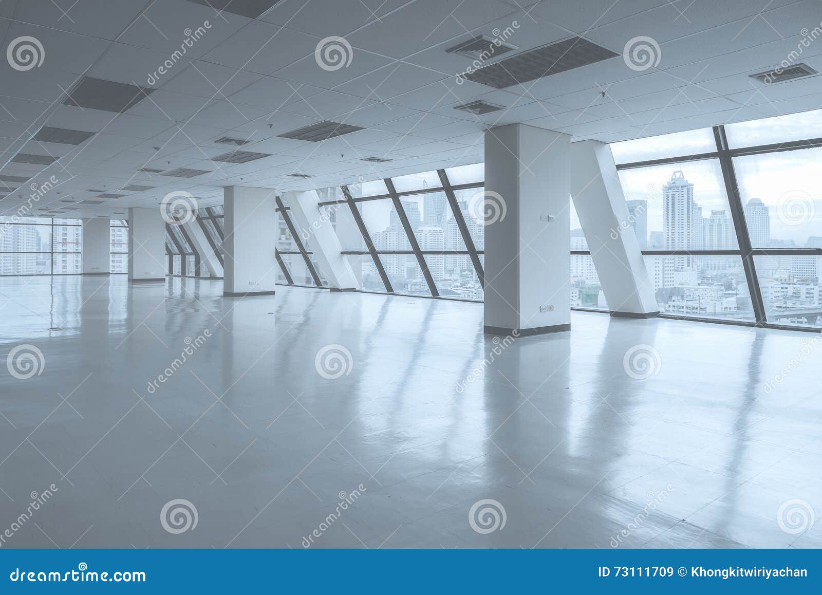 Empty Office Space with Large Window Stock Image - Image of indoor ...