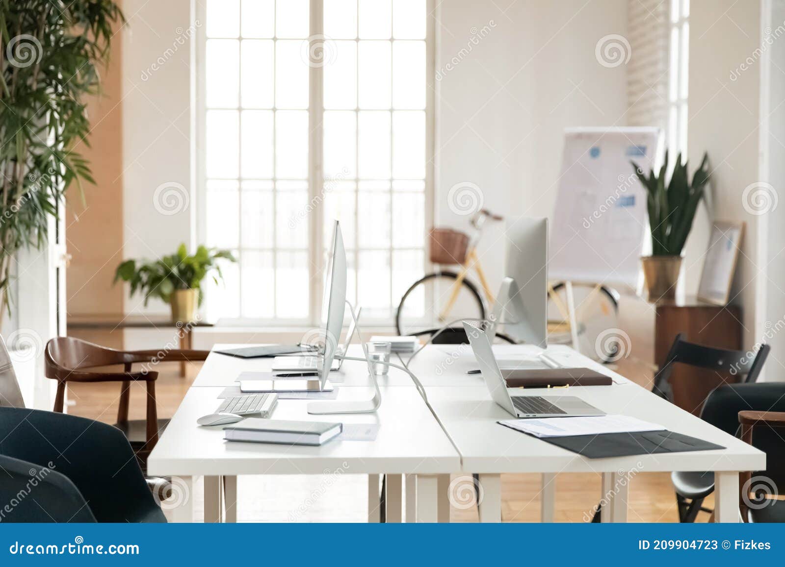 Empty Office Space for Small Team Working Together Stock Image - Image ...